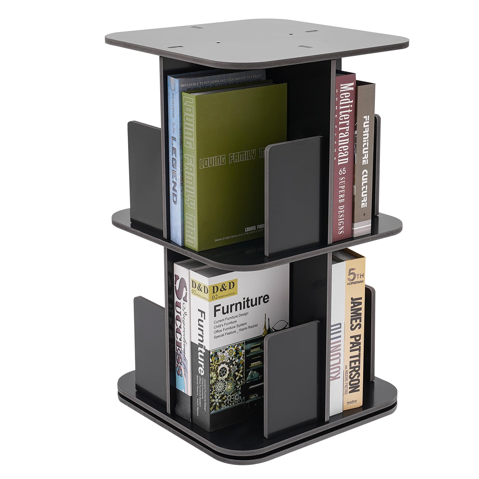 Amazon.com: KONGKUNI 2 Tier Rotating Bookshelf, Corner Bookshelf for ...