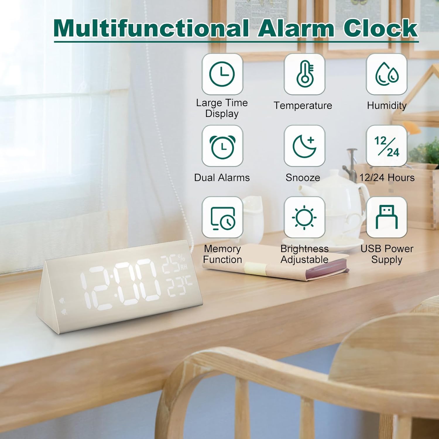 Snapklik.com : Wooden Digital Alarm Clocks For Bedrooms, 6 Levels ...