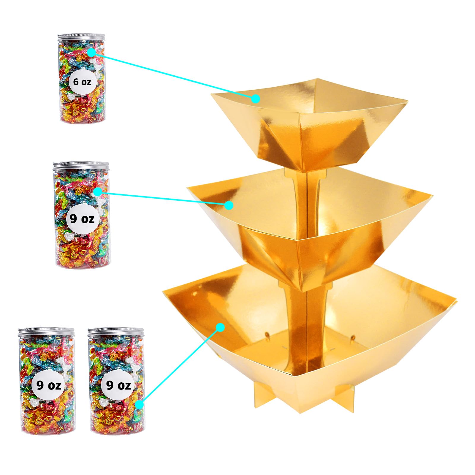 Snapklik.com : 3 Tier Gold Snack Bowl Stand Paper Cupcake Stand Dessert ...