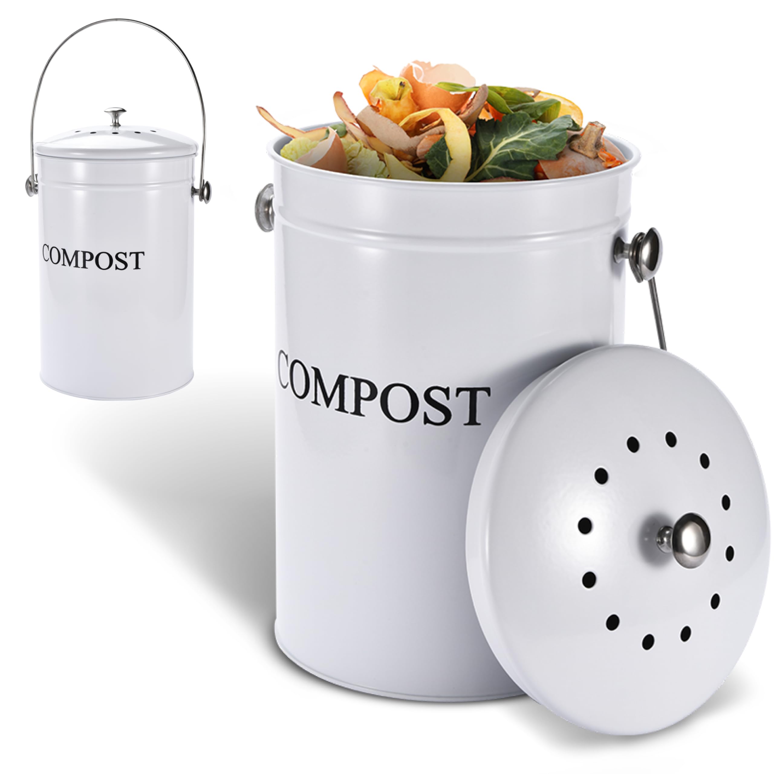 Amazon.com : Whole Housewares Stainless Steel Kitchen Counter Compost ...