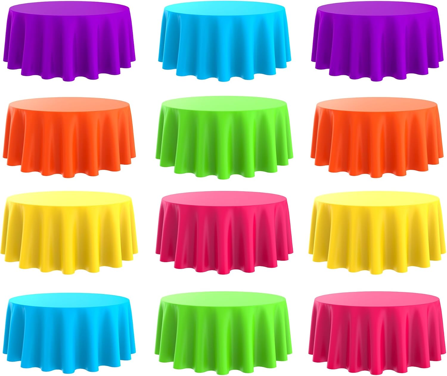 Amazon.com: Oudain Round Tablecloth 84 Inch Premium Plastic Table Cloth ...