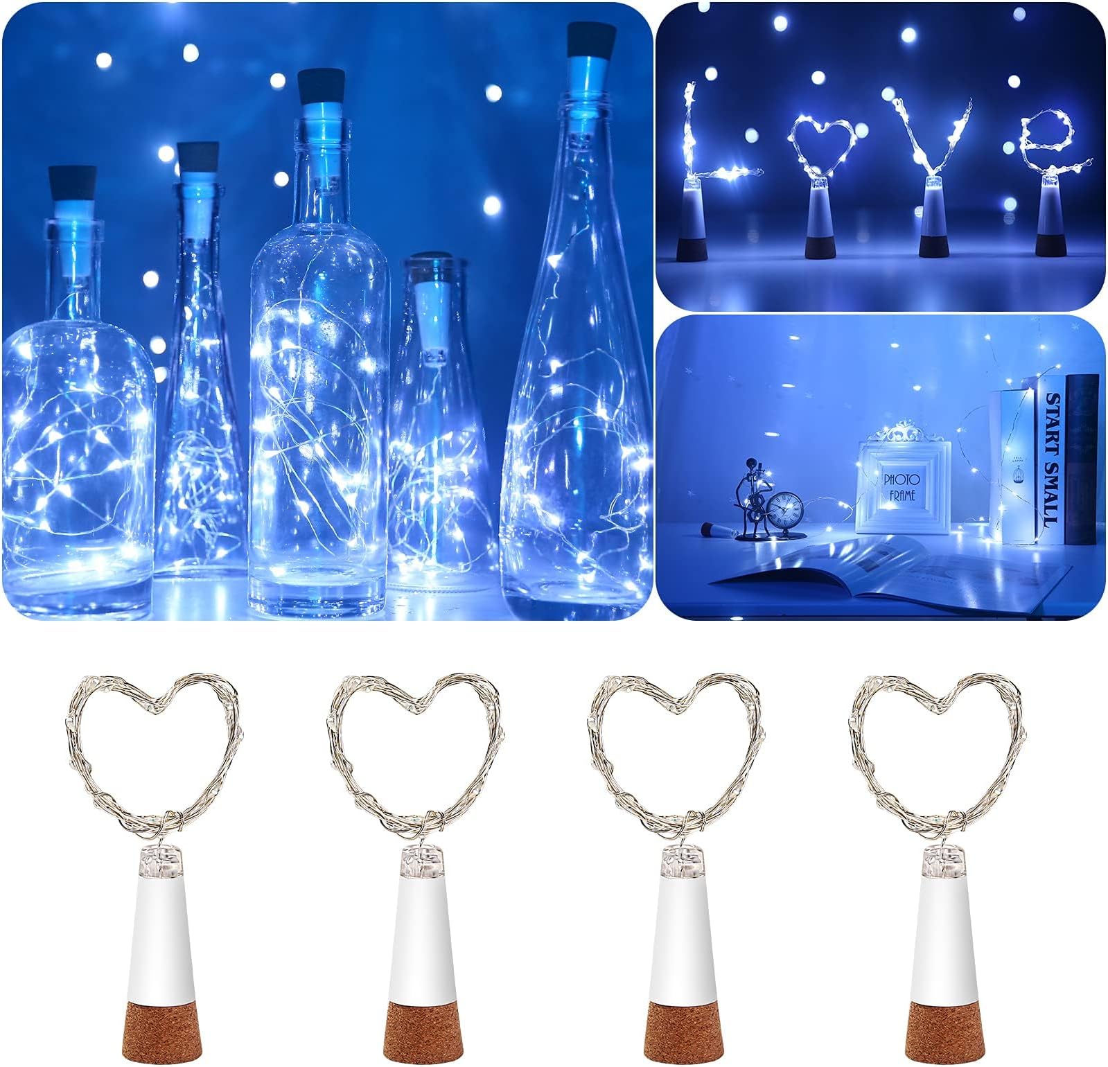 KOBWA Wine Bottle Cork Lights, USB Powered Rechargeable Copper String ...