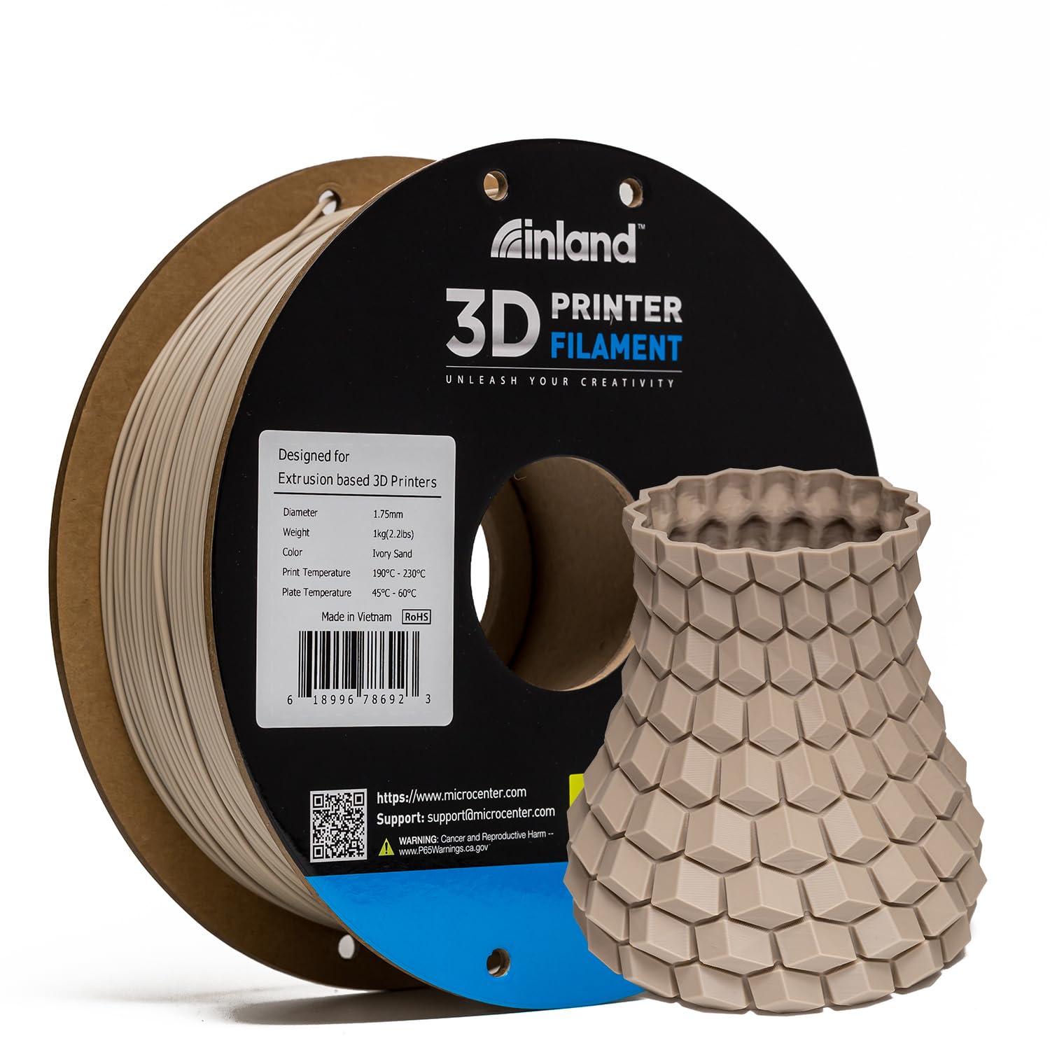 Snapklik.com : Inland PLA Filament 1.75mm, 1kg Spool Dimensional ...