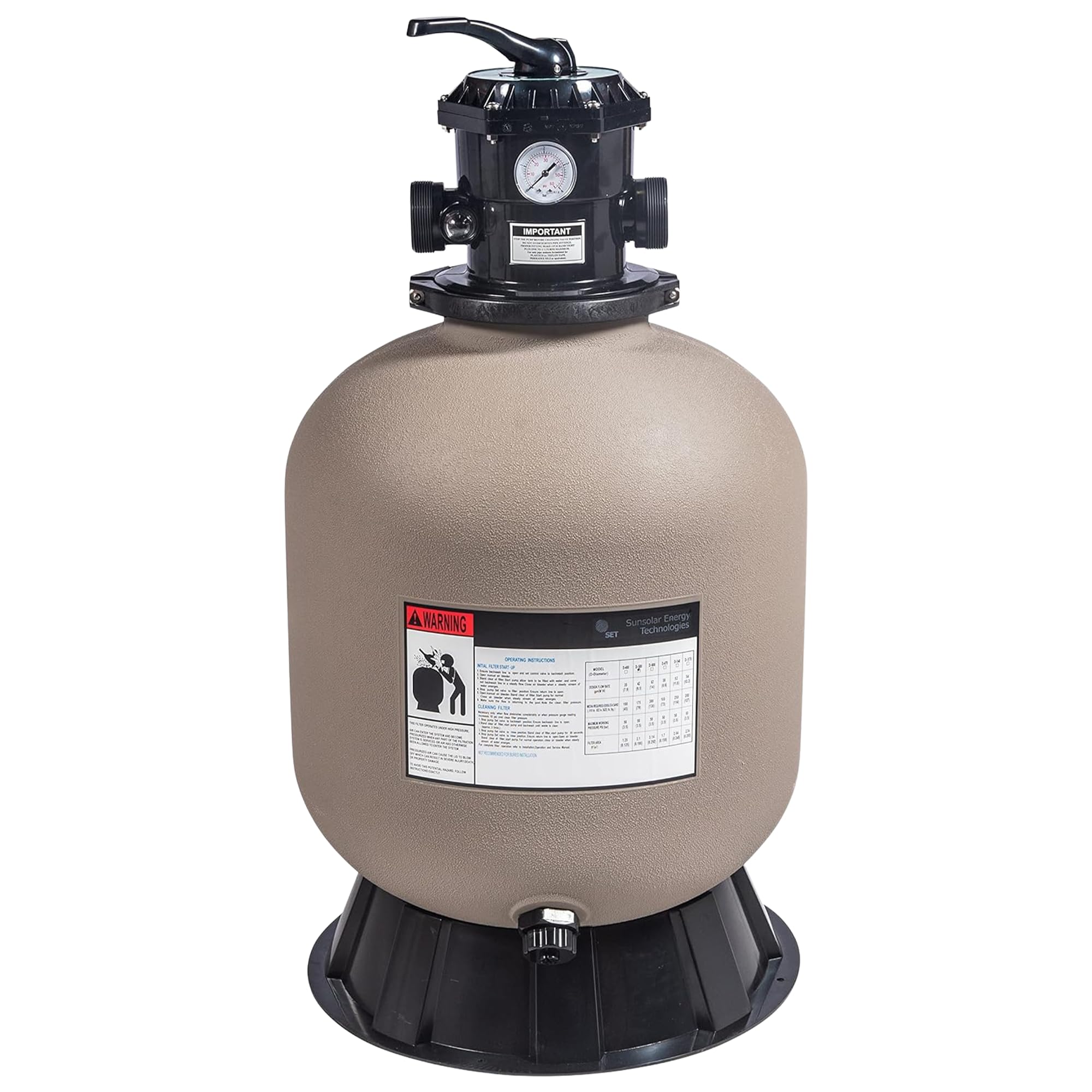 SUNSOLAR Swimming Pool Sand Filter — Corrosion-Proof Pool Cleaning ...