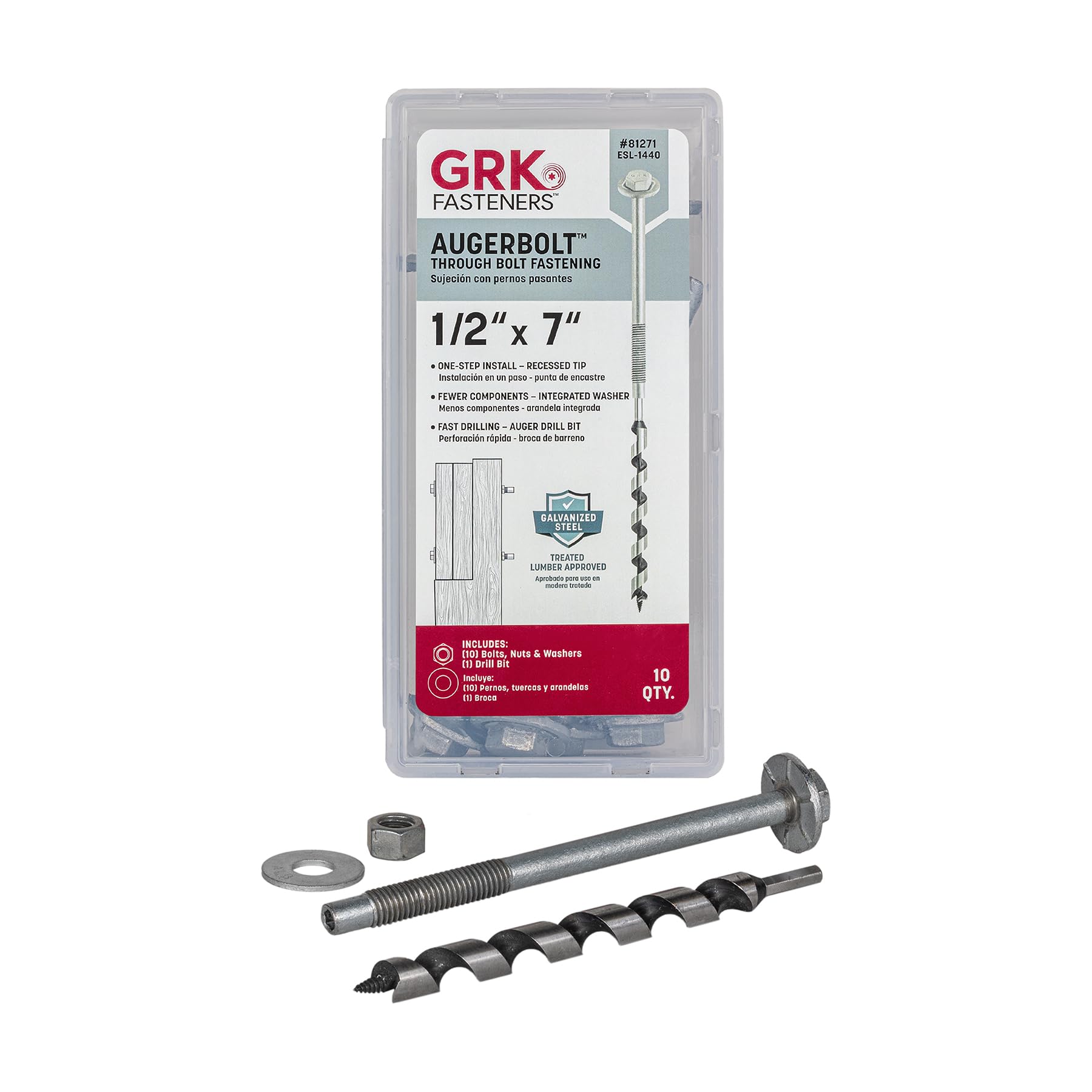 Amazon.com: GRK 81271 1/2-in x 7-in Galvanized Through Bolt (10-Per Box ...