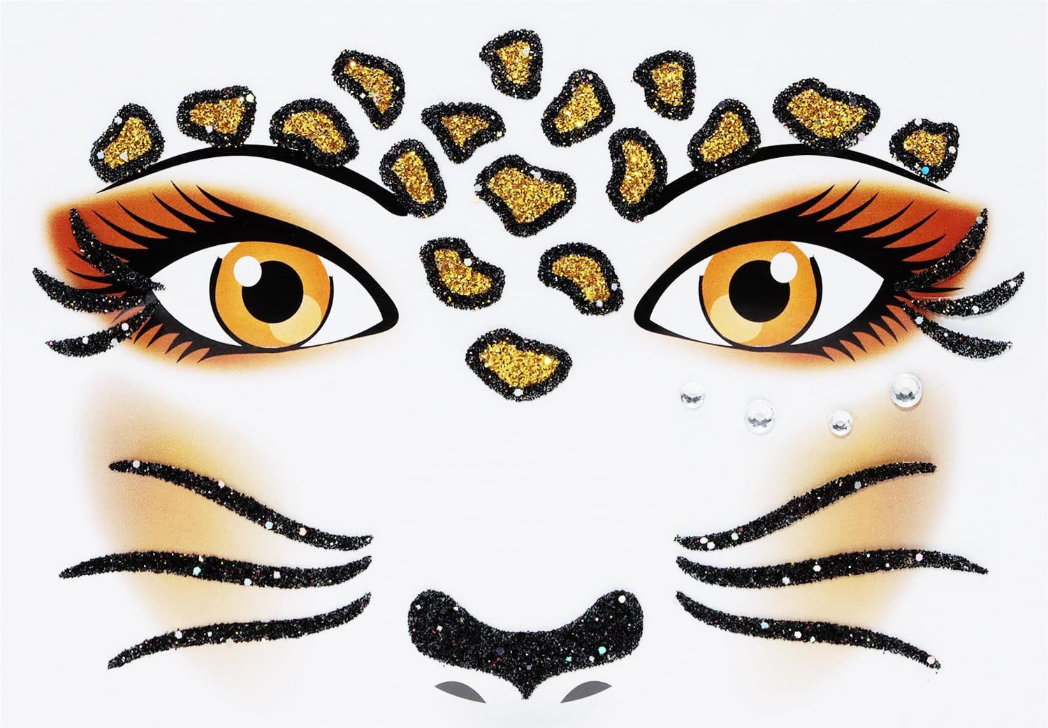 Amazon.com : Leopard Face Jewels Penta Angel Stick On Face Costume Gems ...