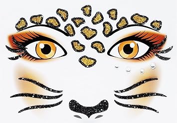 Amazon.com : Leopard Face Jewels Penta Angel Stick On Face Costume Gems ...