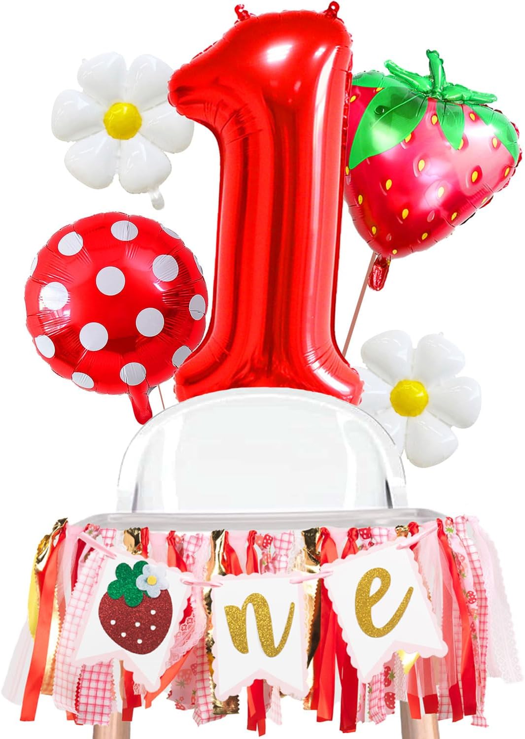 Amazon.com: Strawberry Berry First Birthday High Chair Banner Party ...