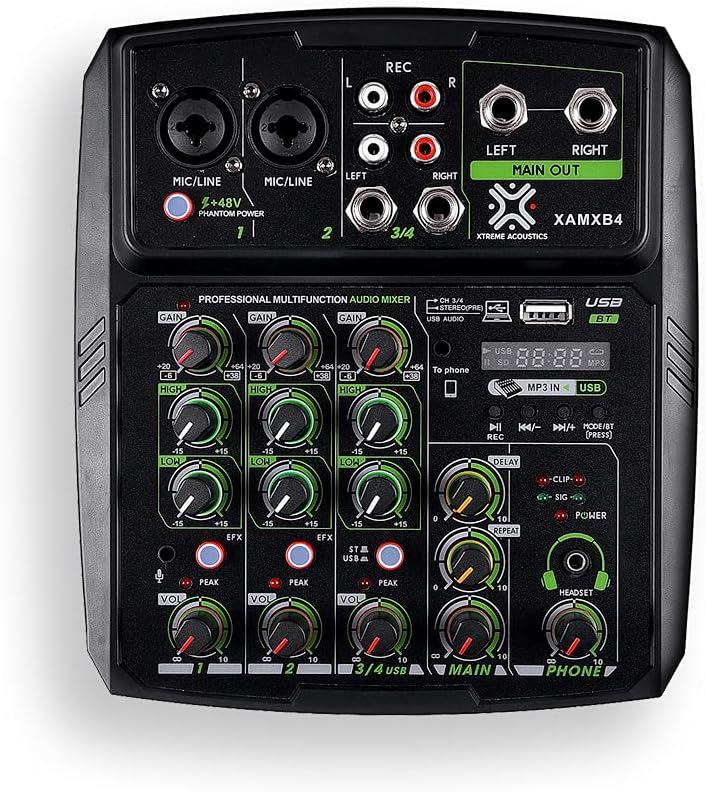 Xtreme Acoustics XAMXB4 Professional Analog Audio Mixer, Free Podcast ...