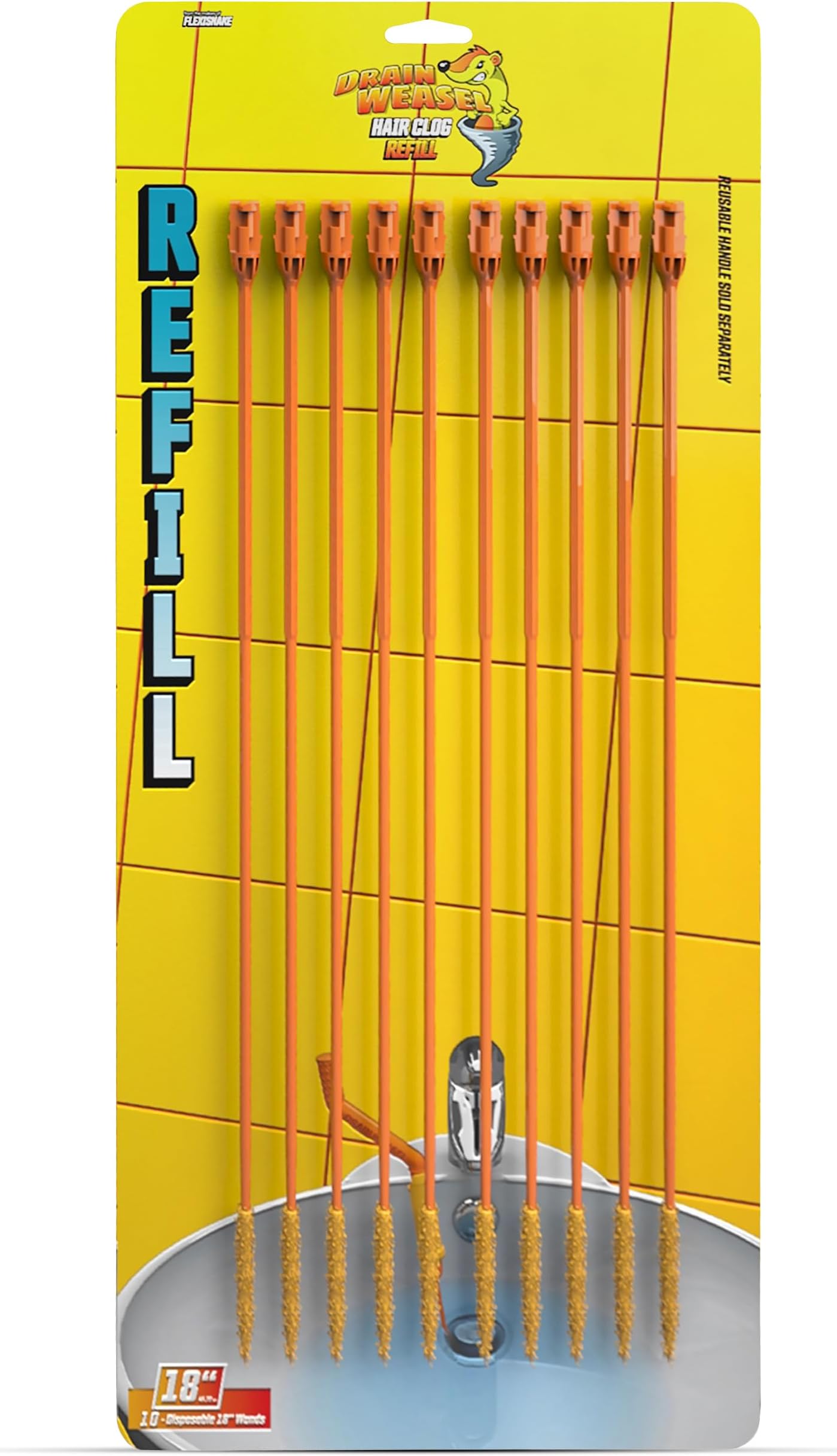 FlexiSnake Drain Weasel Sink Snake Hair Clog Remover Tool, Pipe ...