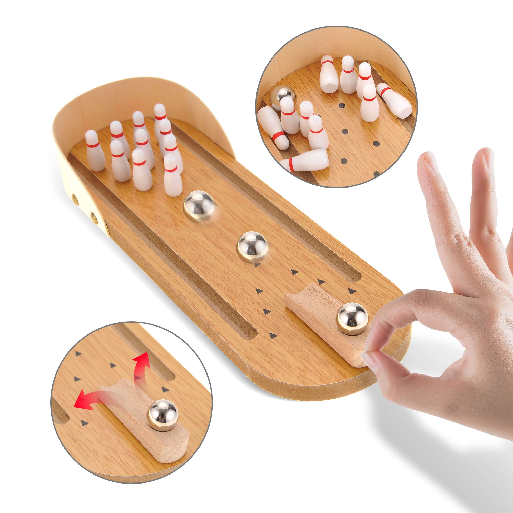 Snapklik.com : Mini Bowling Set Wooden Table Top Mini Arcade Game Toy ...