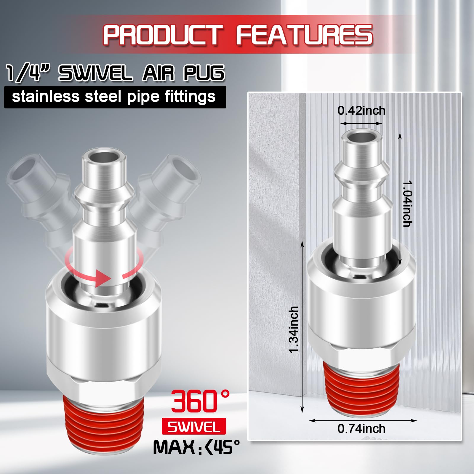 Snapklik.com : FANOVO 3 Way Air Hose Splitter,Red Air Manifold,Air ...