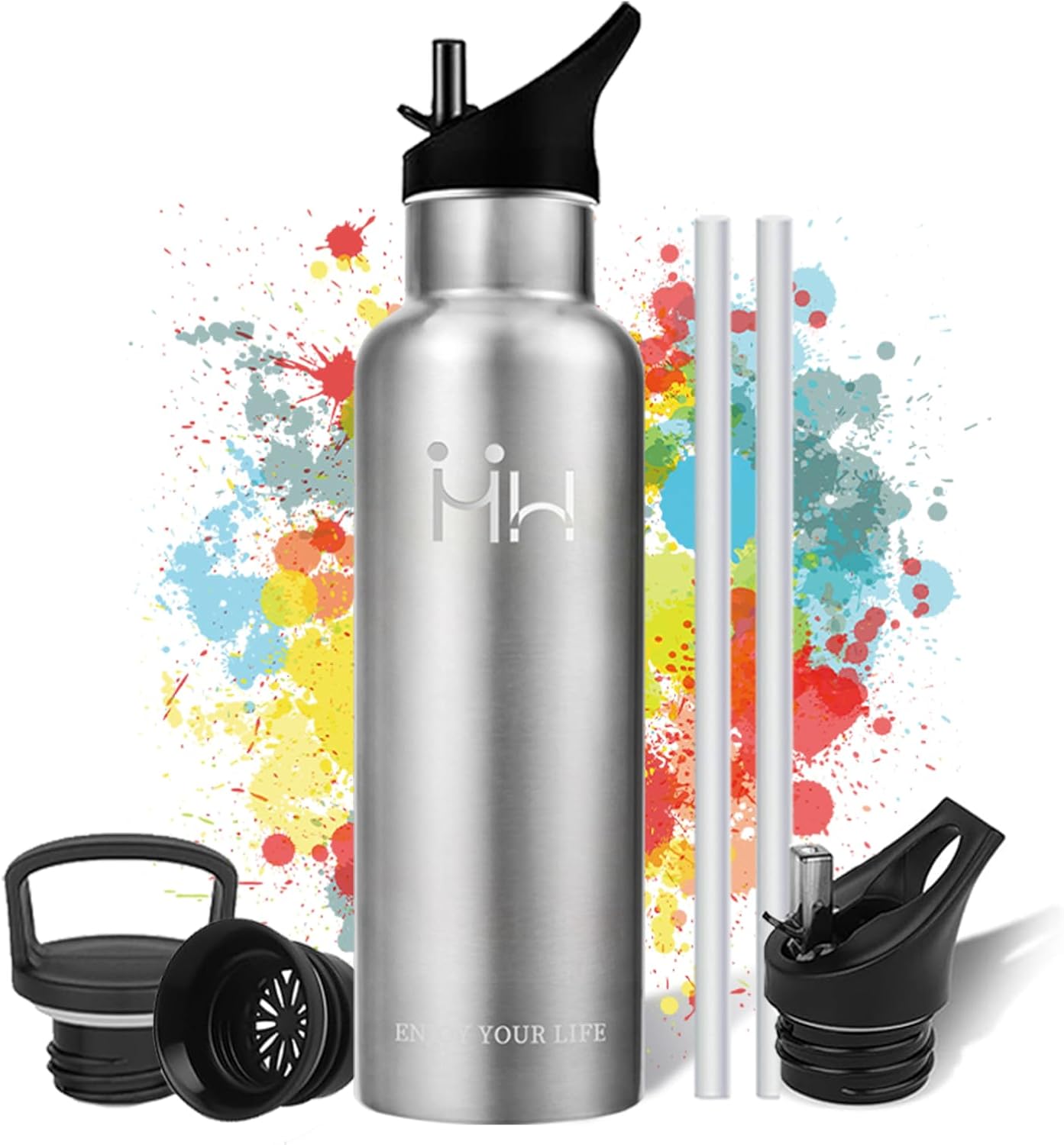 Amazon | ASAKA スポーツボトル ステンレス 水筒 750ml 大容量 直飲み ストロー 2way プッシュ 保冷 保温性の高い 炭酸 洗いやすい 軽量 持ち運び 子供 大人 ...