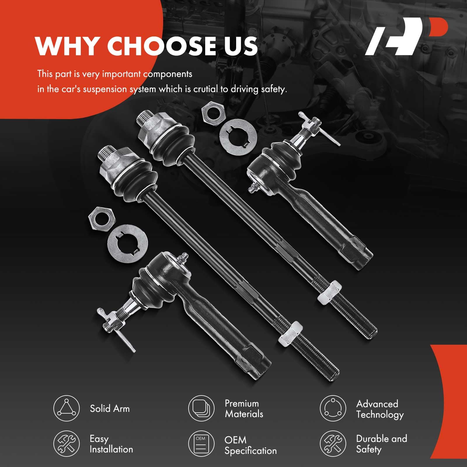 A-Premium Set of 4, Front Inner & Outer Tie Rod End Kit, Fit For Chevy ...