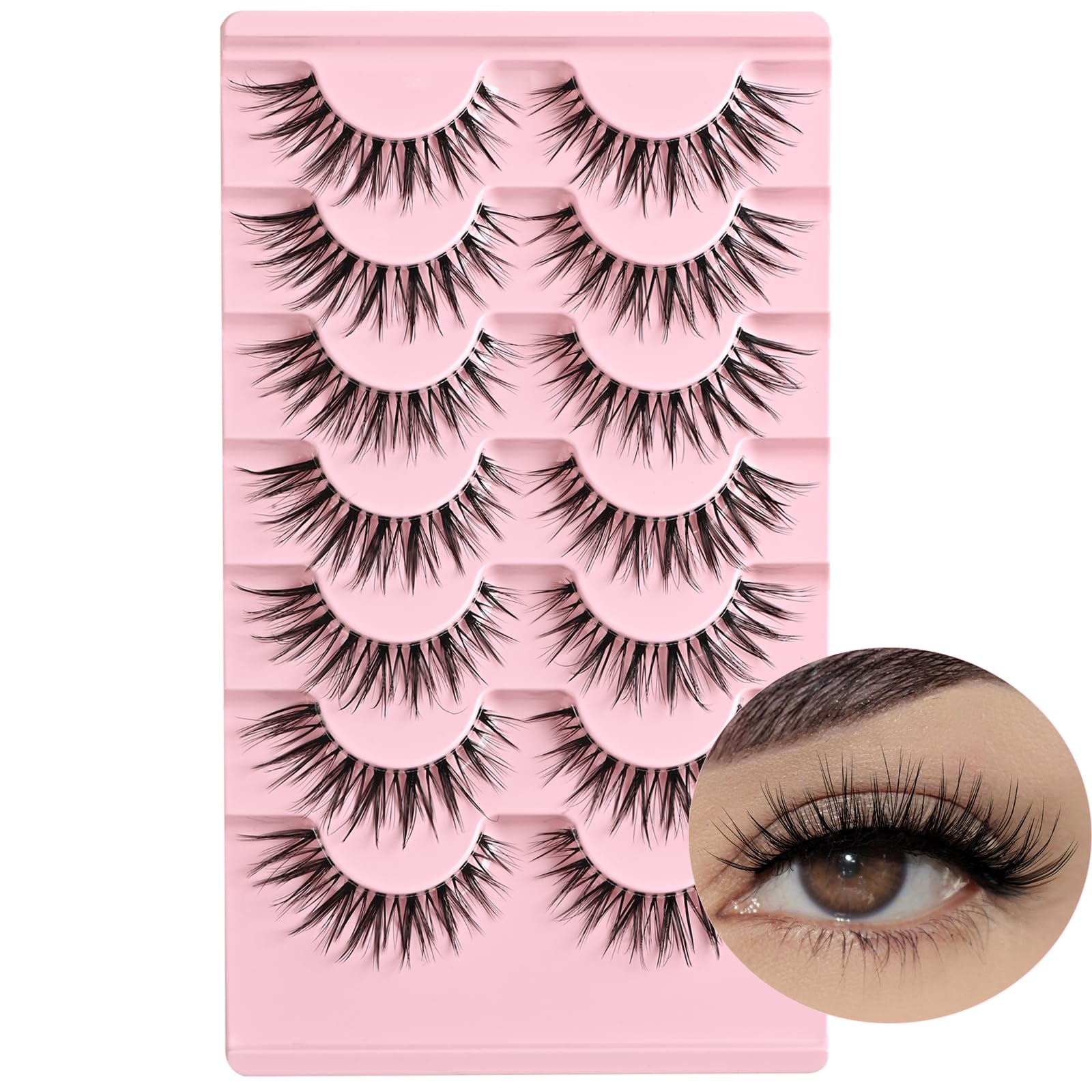 Amazon.com: FARRED Cat Eye Lashes Natural Eyelashes Short Wispy Lash ...