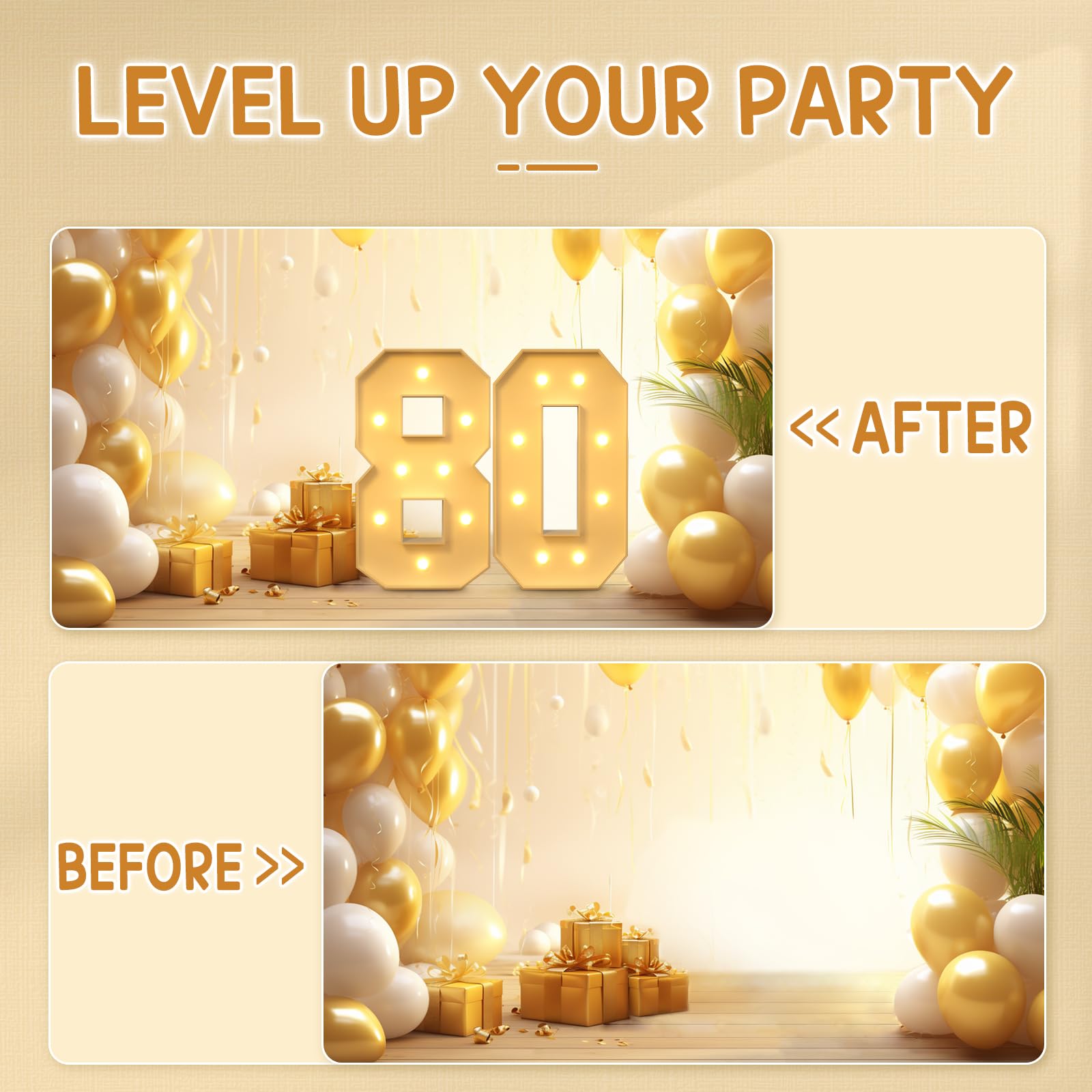 Snapklik.com : Imprsv 3FT 80th Birthday Decorations Numbers: 80th ...