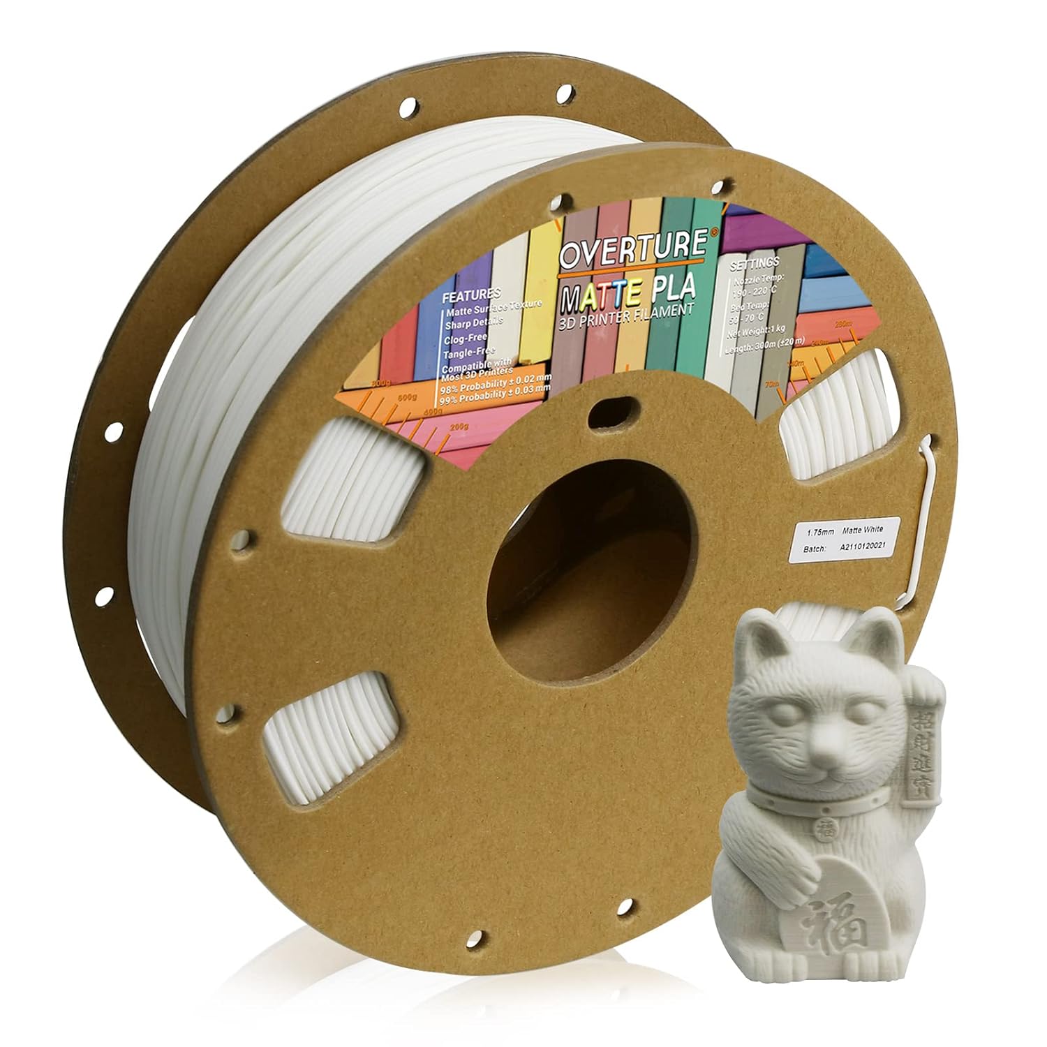 OVERTURE Matte PLA Filament,1.75mm 3D Printer Filament, 1kg Spool (2 ...