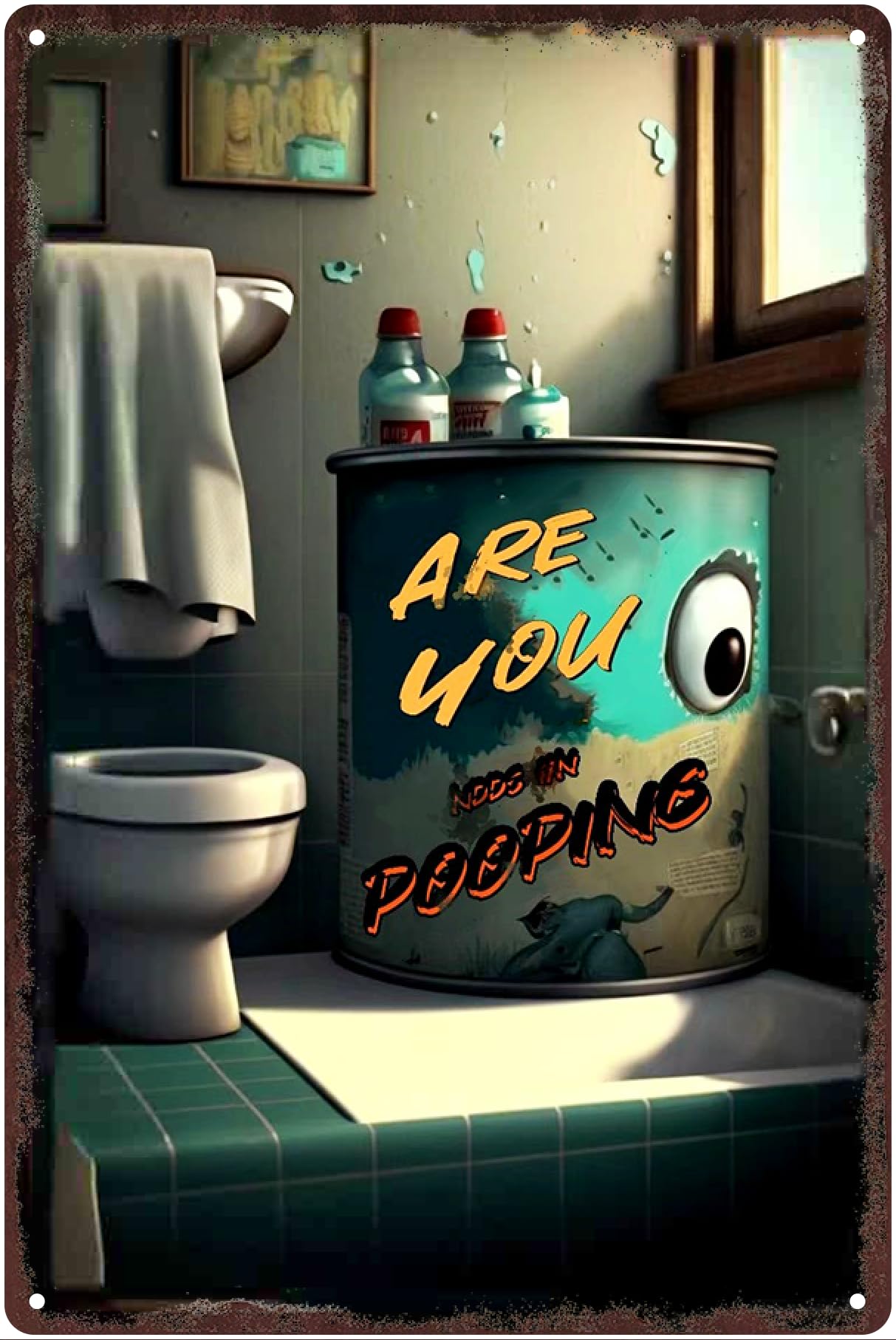 Bathroom Decor Are You Pooping Retro Oil Barrel Funny Sign for Restroom ...