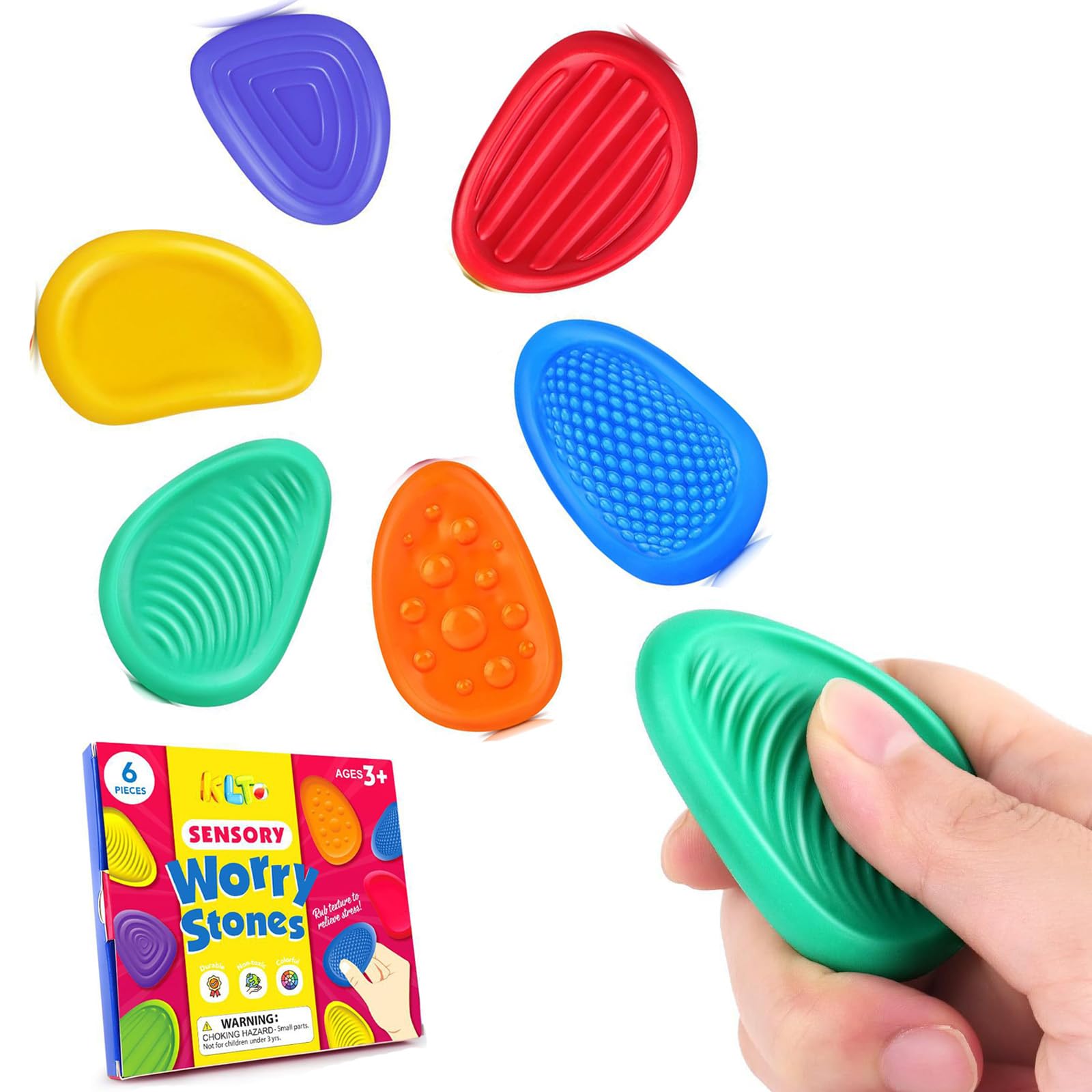 6Pcs Sensory Worry Stone Fidget Toys, Quiet Fidgets Toys for Anxiety ...