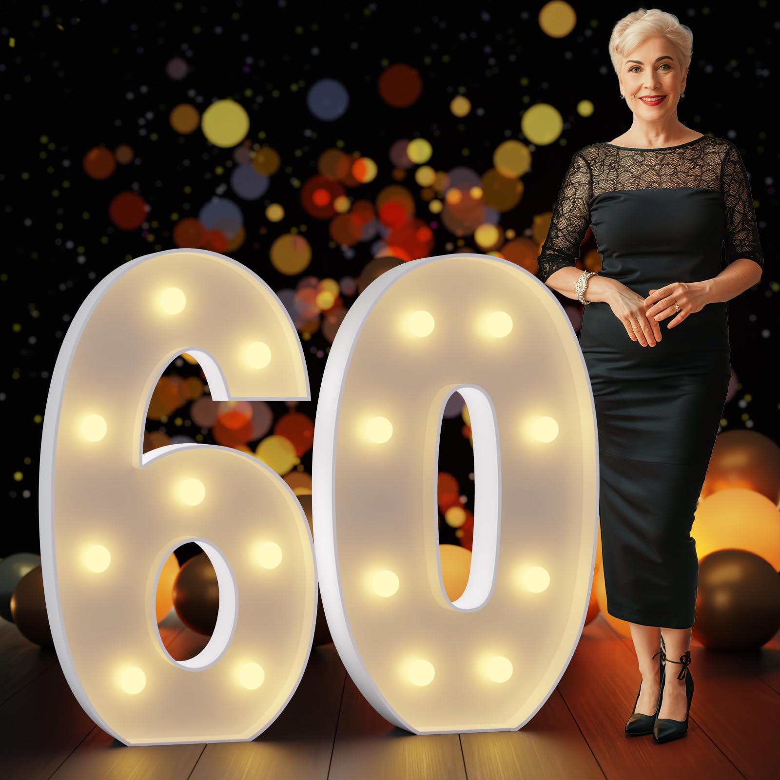 Amazon.com: Imprsv Marquee Numbers 3 Feet Tall: 60th Birthday ...