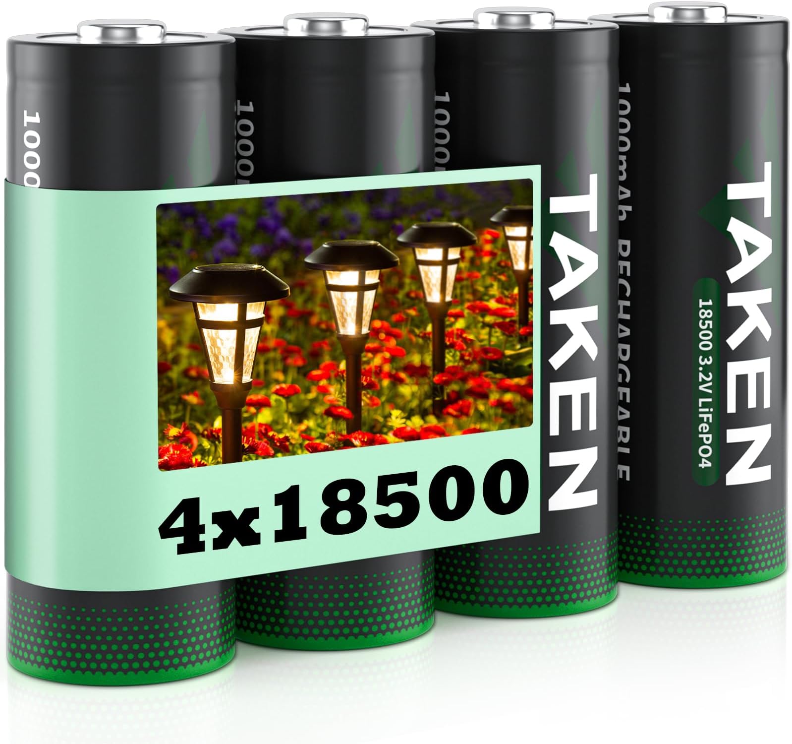 Amazon.com: Taken Garden Solar Light Batteries, 4 Pack 18500 Battery 3.2v LiFePO4 Rechargeable ...