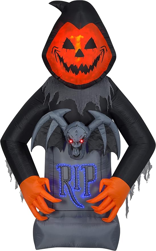 Amazon.com: Gemmy LightShow Airblown Inflatable Pumpkin Reaper with ...