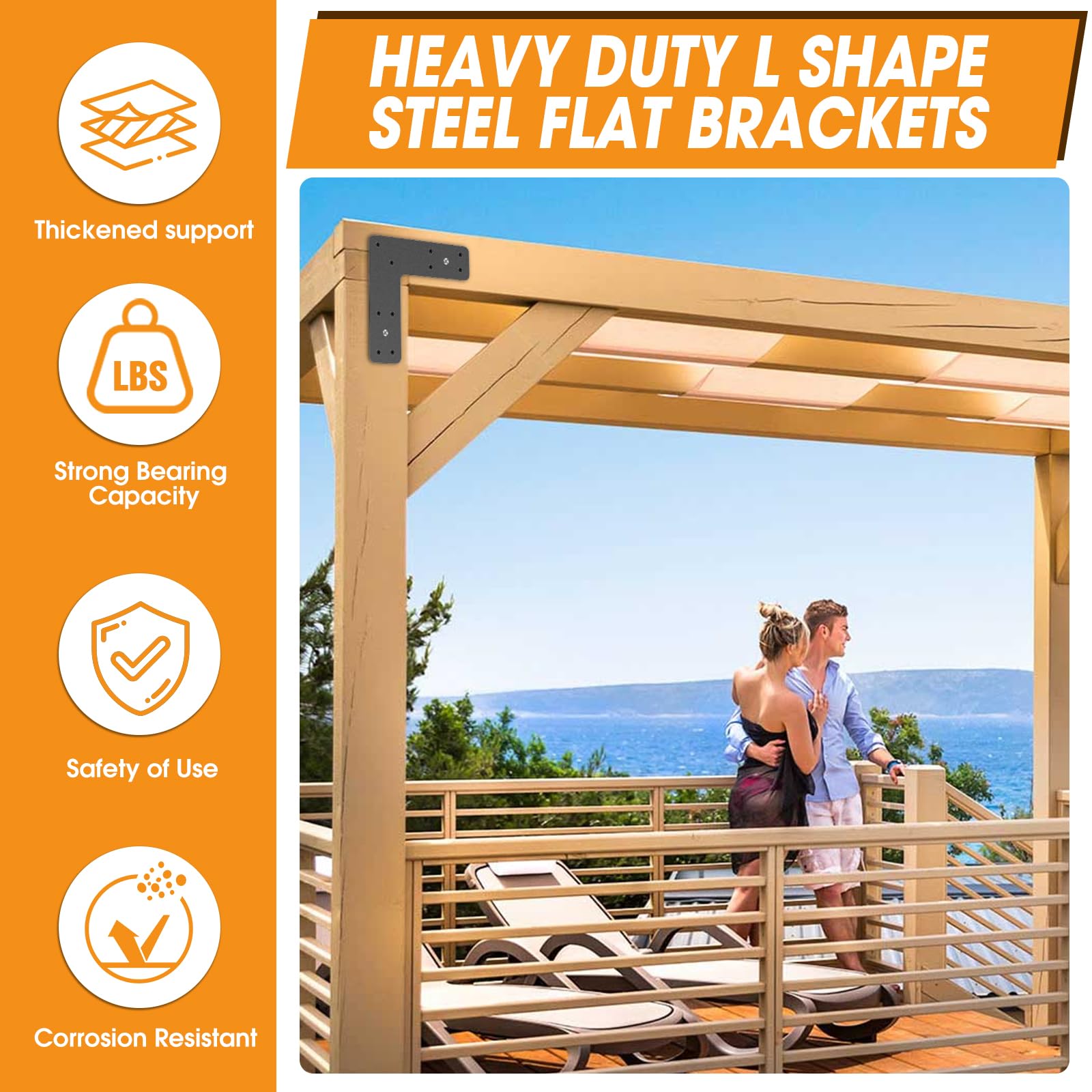 Snapklik.com : 4 Pcs L Post Timber Brackets, 12x12 Inch Heavy Duty L ...