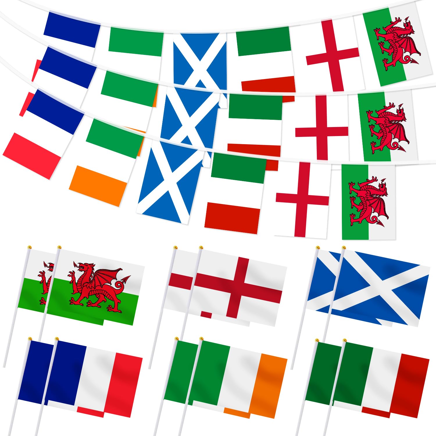 iZoeL Six Countries Nations Flags Bunting Six Nations Flags on Sticks ...