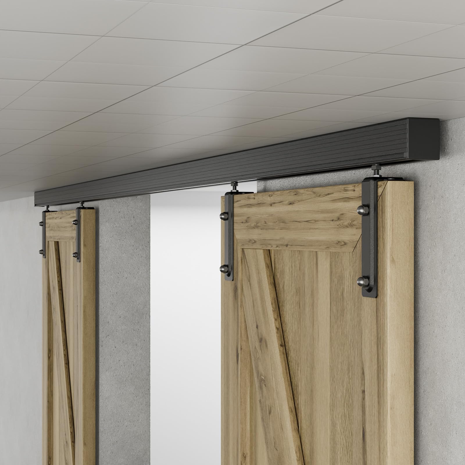 Snapklik.com : AONAYIOA 144"/12FT Ceiling Mount Box Rail Barn Door ...