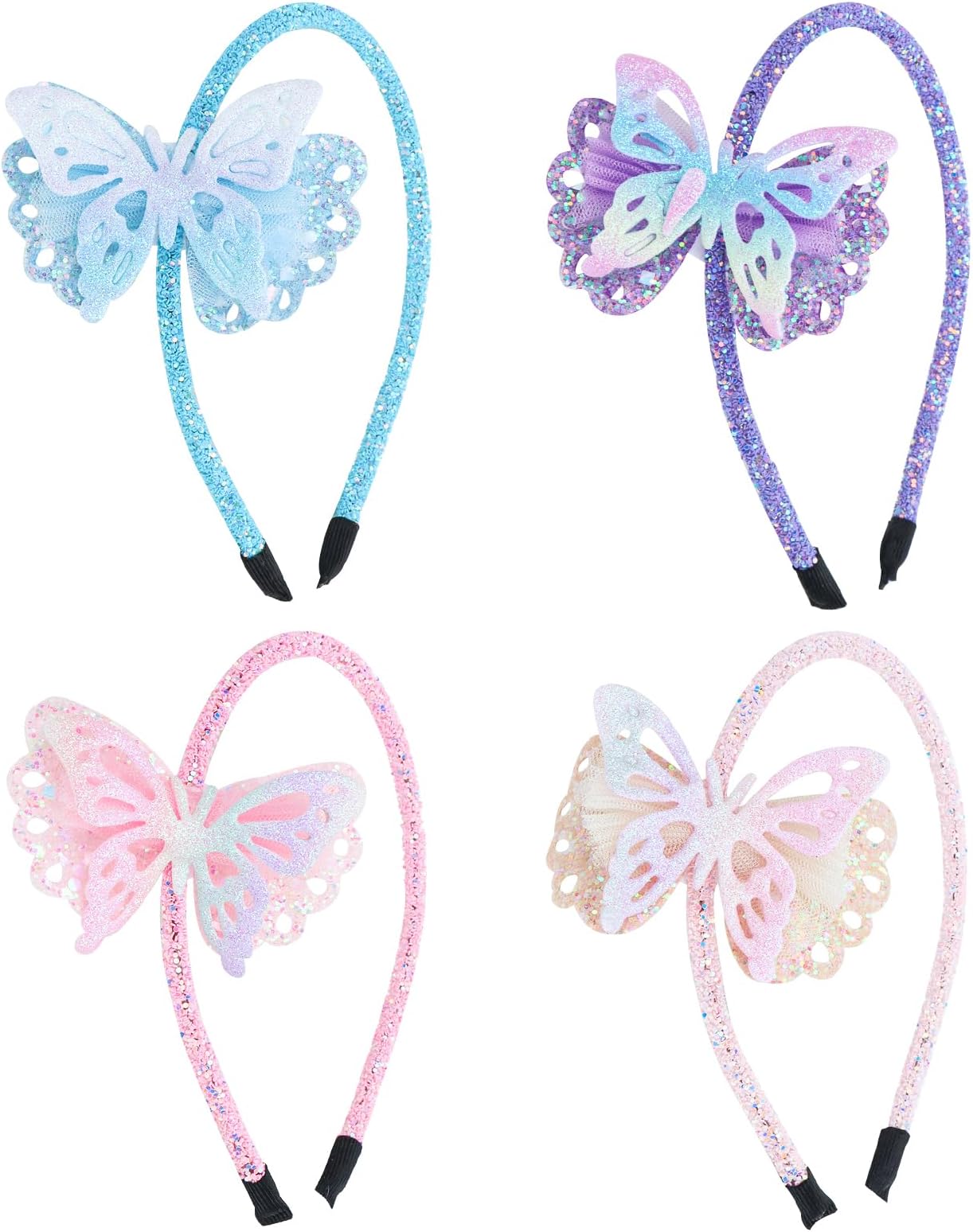 Amazon.com: ELEMIRSA 4-Piece Butterfly Hair Hoops and Headbands for ...