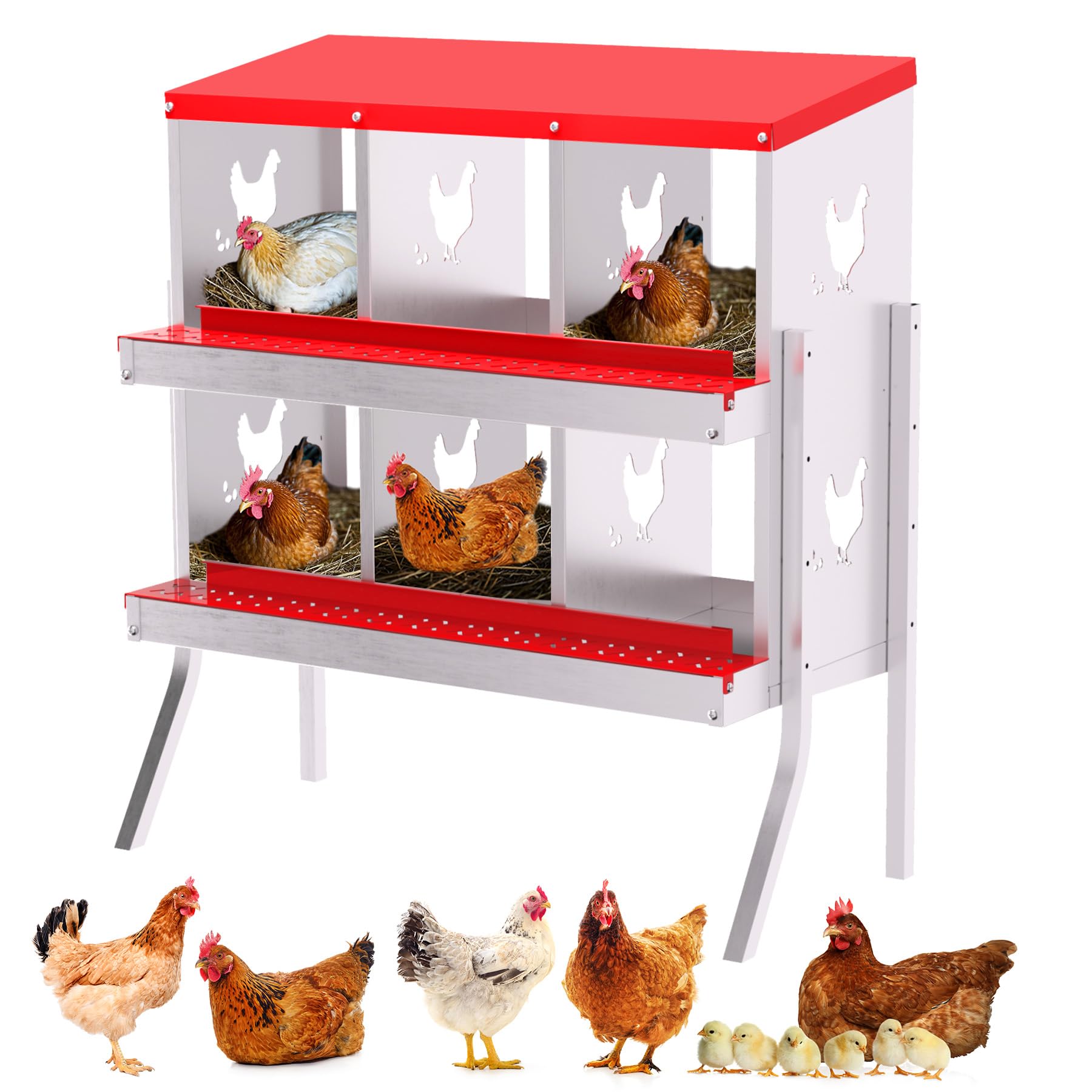Snapklik.com : Chicken Nesting Box, 6 Compartment Metal Chicken Nesting ...