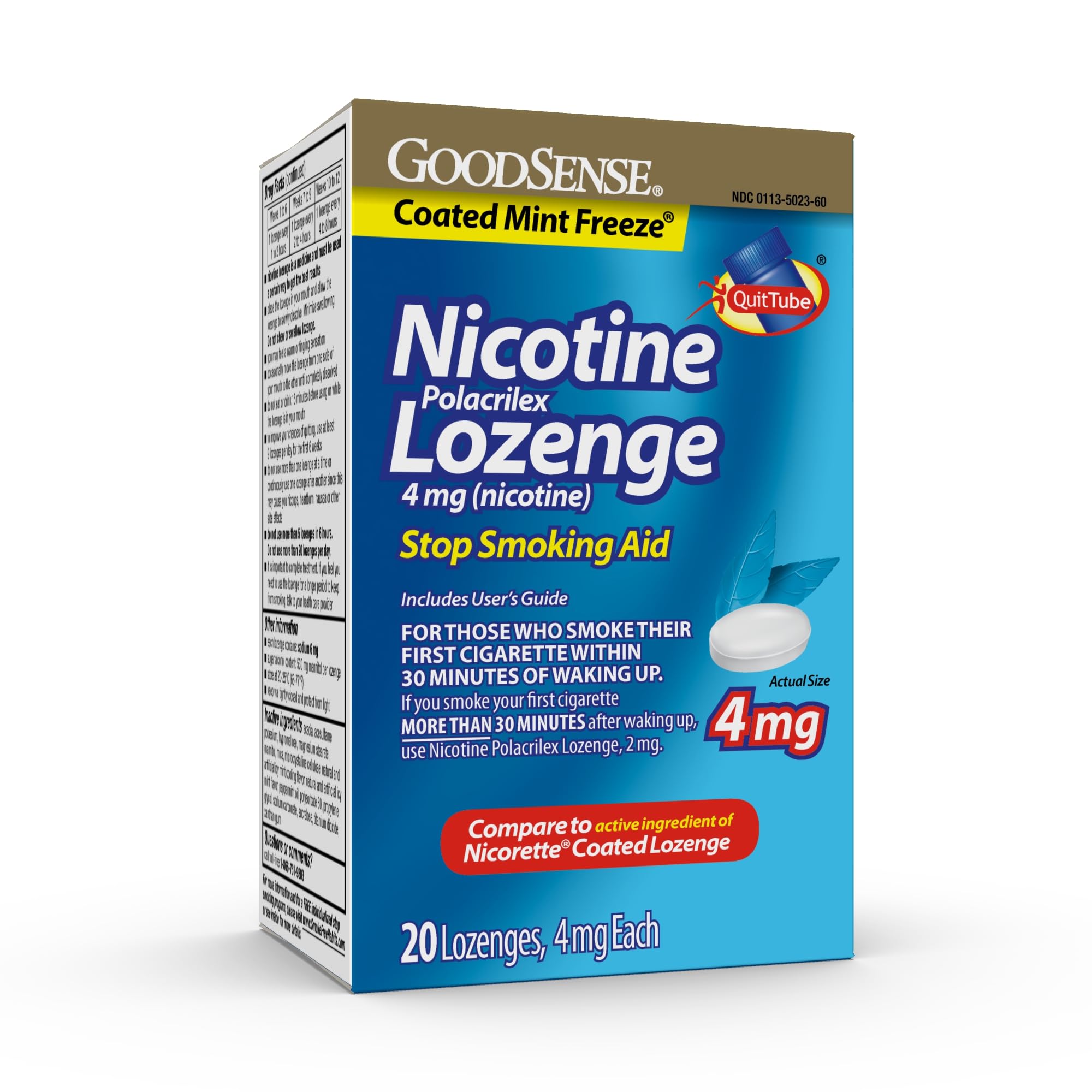 Amazon.com: Good Sense Coated Ice Mint Nicotine Polacrilex Lozenges, 4 ...
