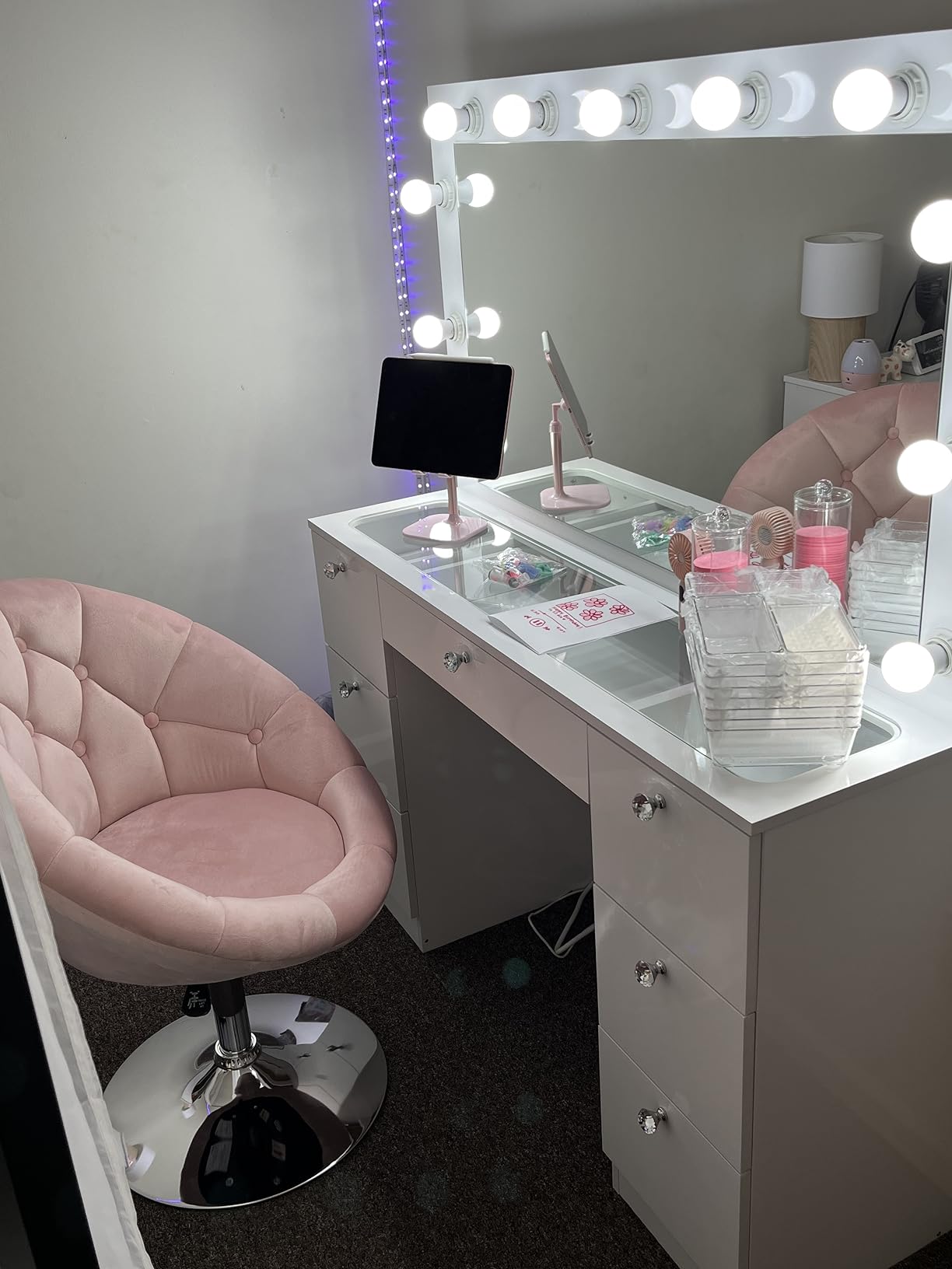 $49/mo - Finance Boahaus Yara Bedroom Makeup Vanity Desk with Mirror ...