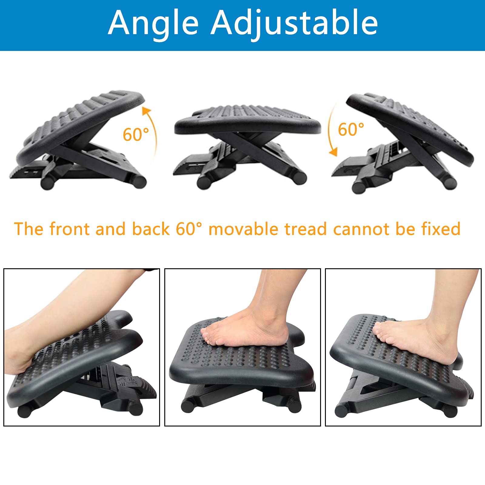 Snapklik.com : Under Desk Footrest Adjustable Height Comfy Foot Rest