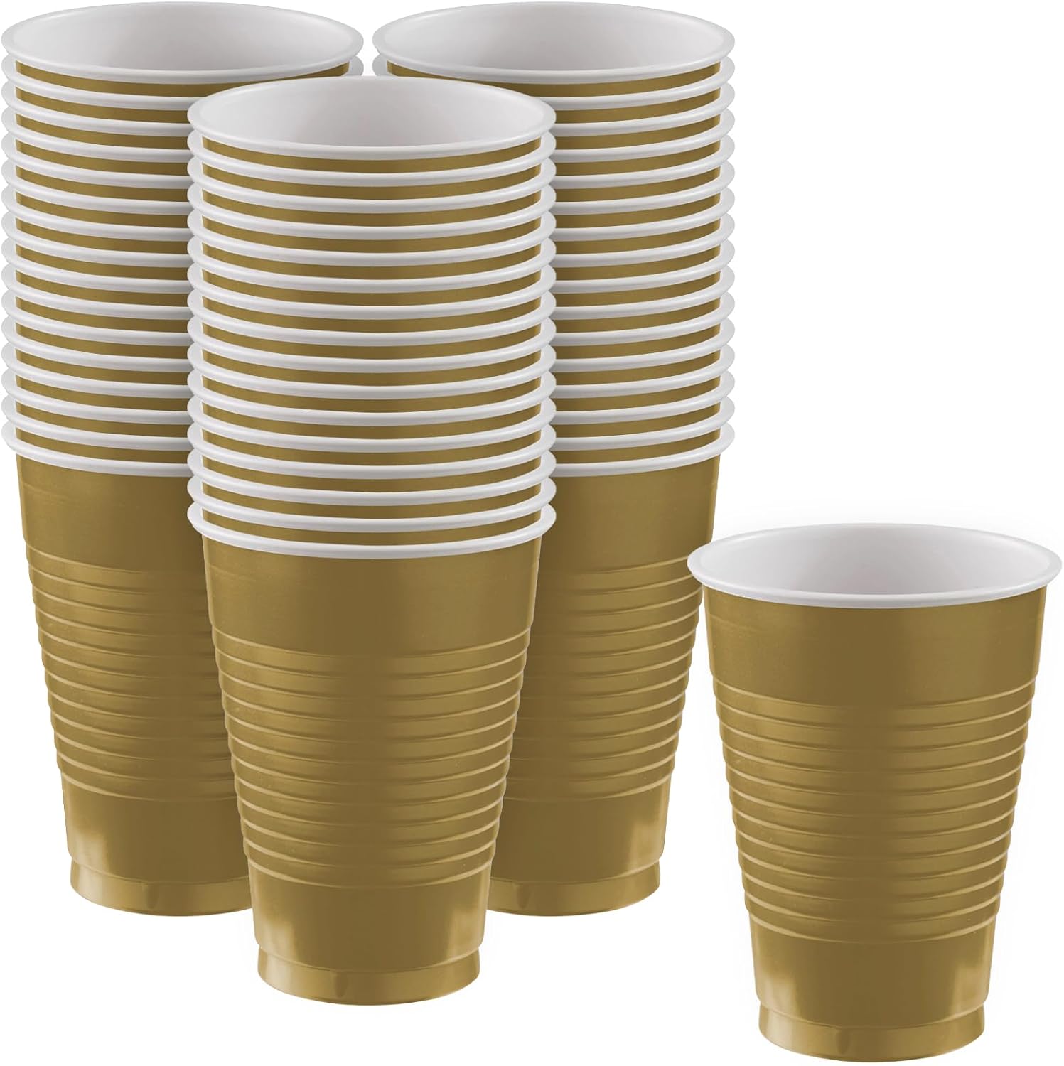 Amazon.com: Amscan Premium Gold Plastic Cups (12 oz) 50 Count ...