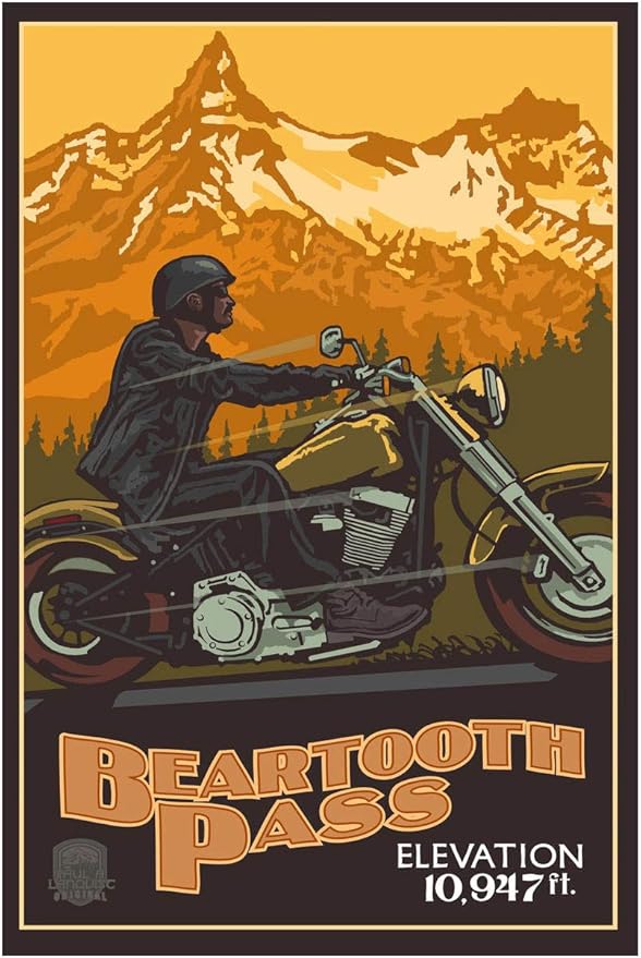 Amazon.com: Beartooth Pass Cooke City Montana Motorcycle Rider Giclee ...