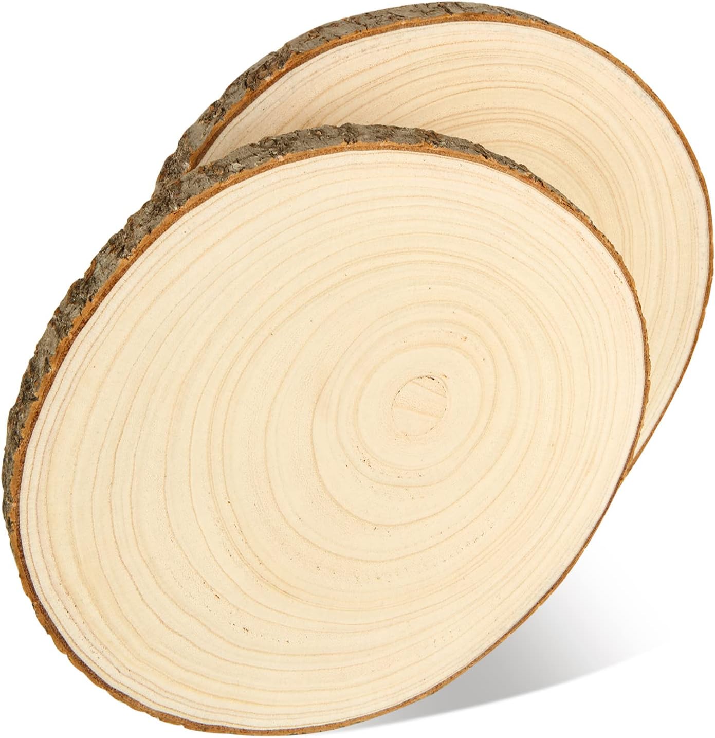 CYEER 2 Pcs Natural Wood Slices 24-28cm, Unfinished Large Wooden Log ...