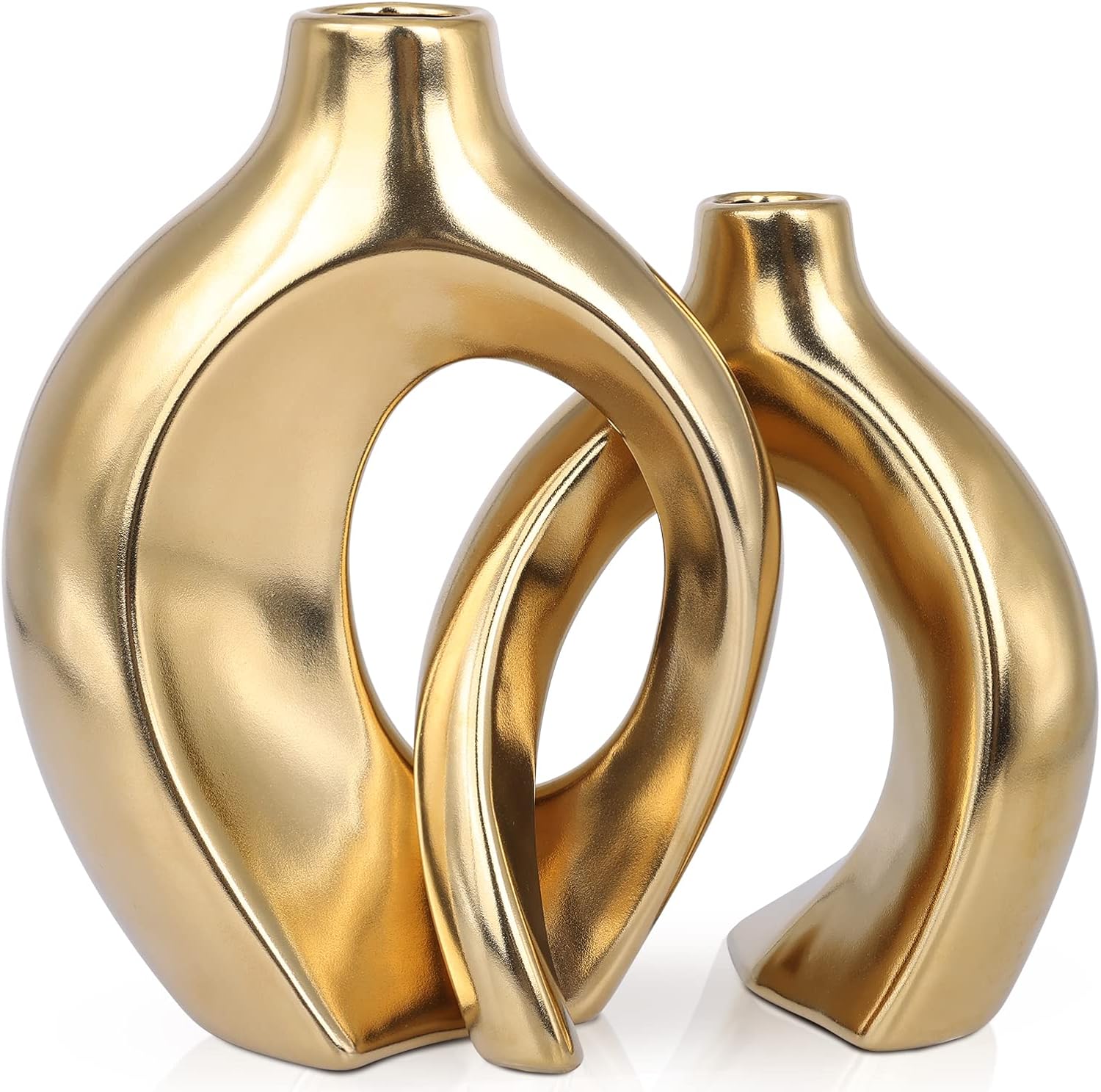 Amazon.com: oliruim Decorative Gold Vases Set of 2, Ceramic Matte Gold ...