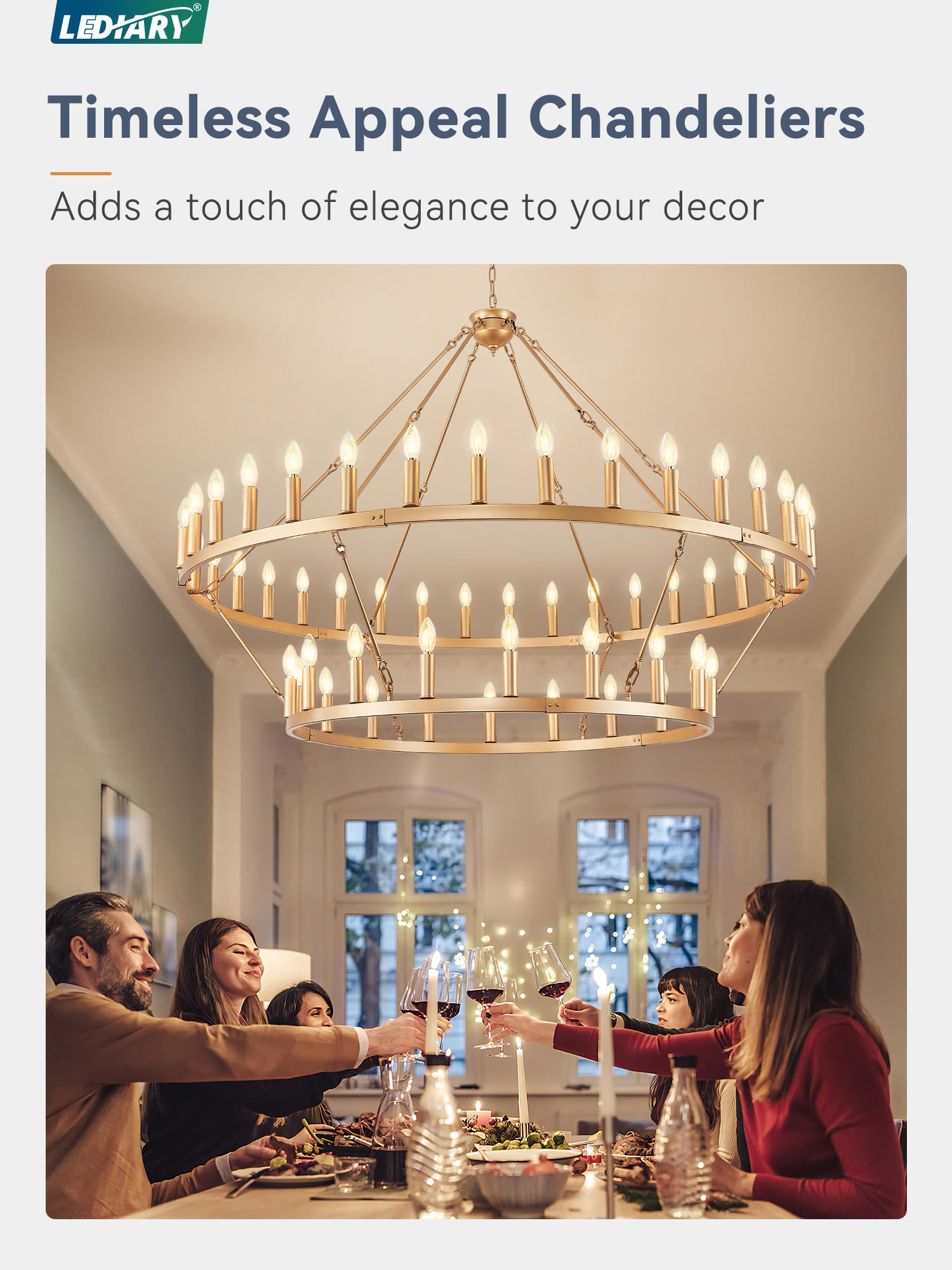 Snapklik.com : 60 Inch 54 Lights Wagon Wheel Chandelier, 2 Tier Gold ...