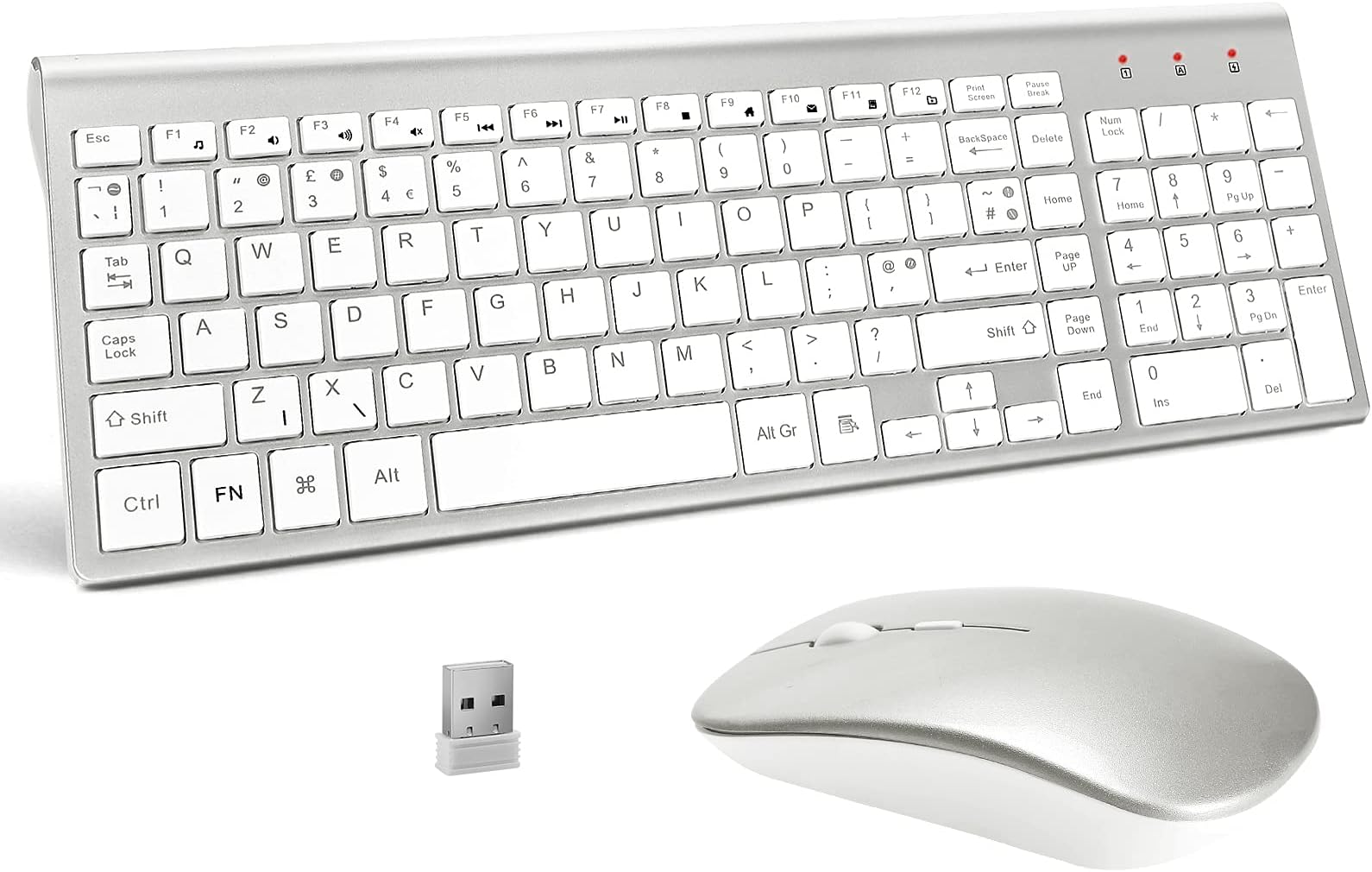 Wireless Keyboard and Mouse Set, 2.4Ghz USB Ergonomic Slim Keyboard and ...