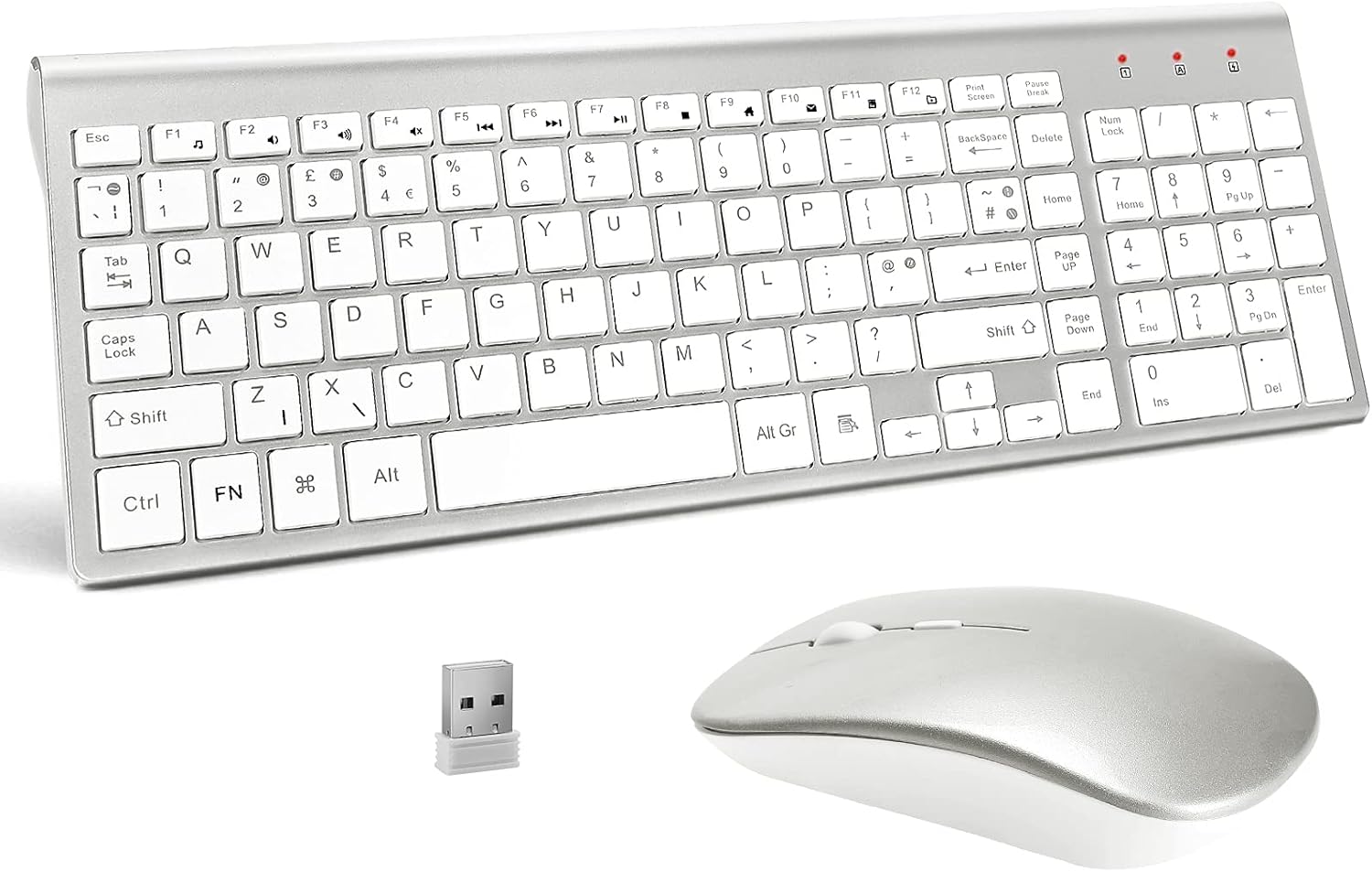 Wireless Keyboard and Mouse Set, 2.4Ghz USB Ergonomic Slim Keyboard and ...