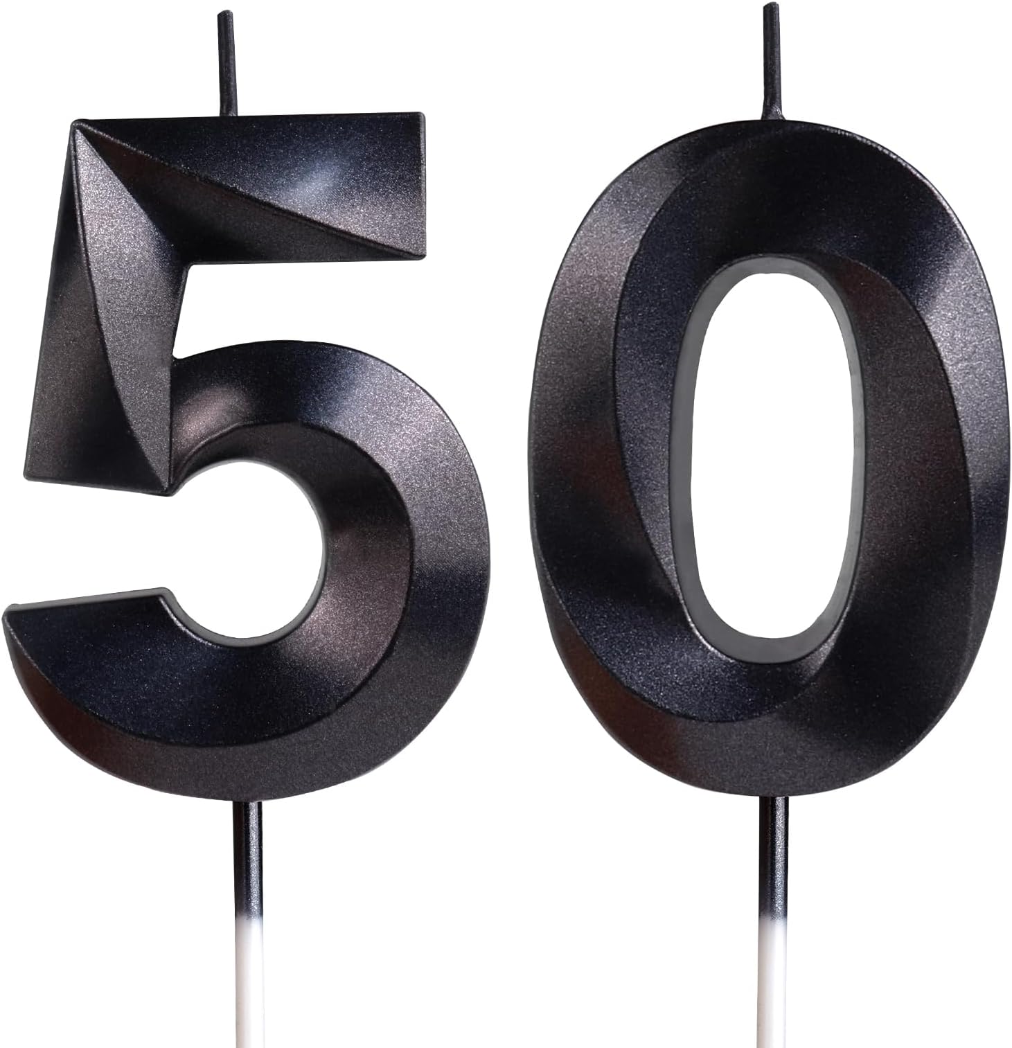 50th Birthday Candles - Number 50 Silver Candles for Cake Toppers ...