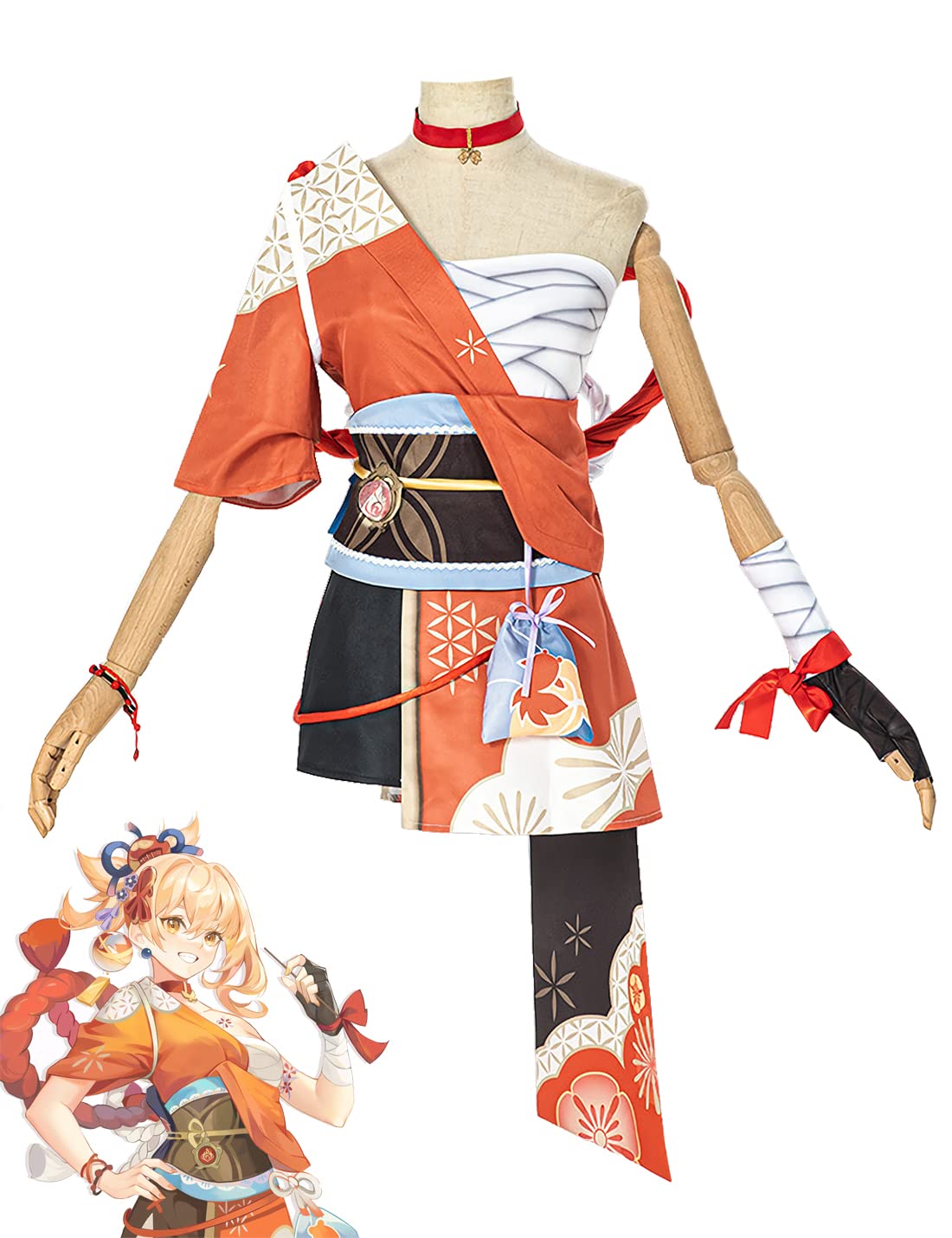 Buy Anime Cosplay Costume Genshin Impact Yoimiya Uniform Dress Outfits ...