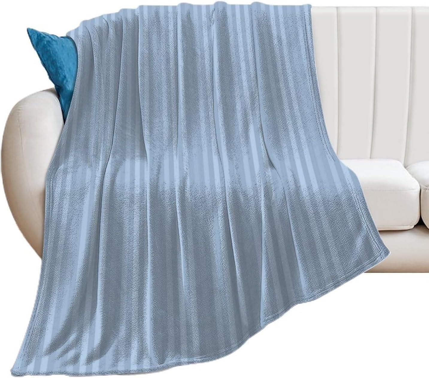 Amazon.com: Jinoarob Plush Throw Blanket, Baby Blue Stripes Pattern ...