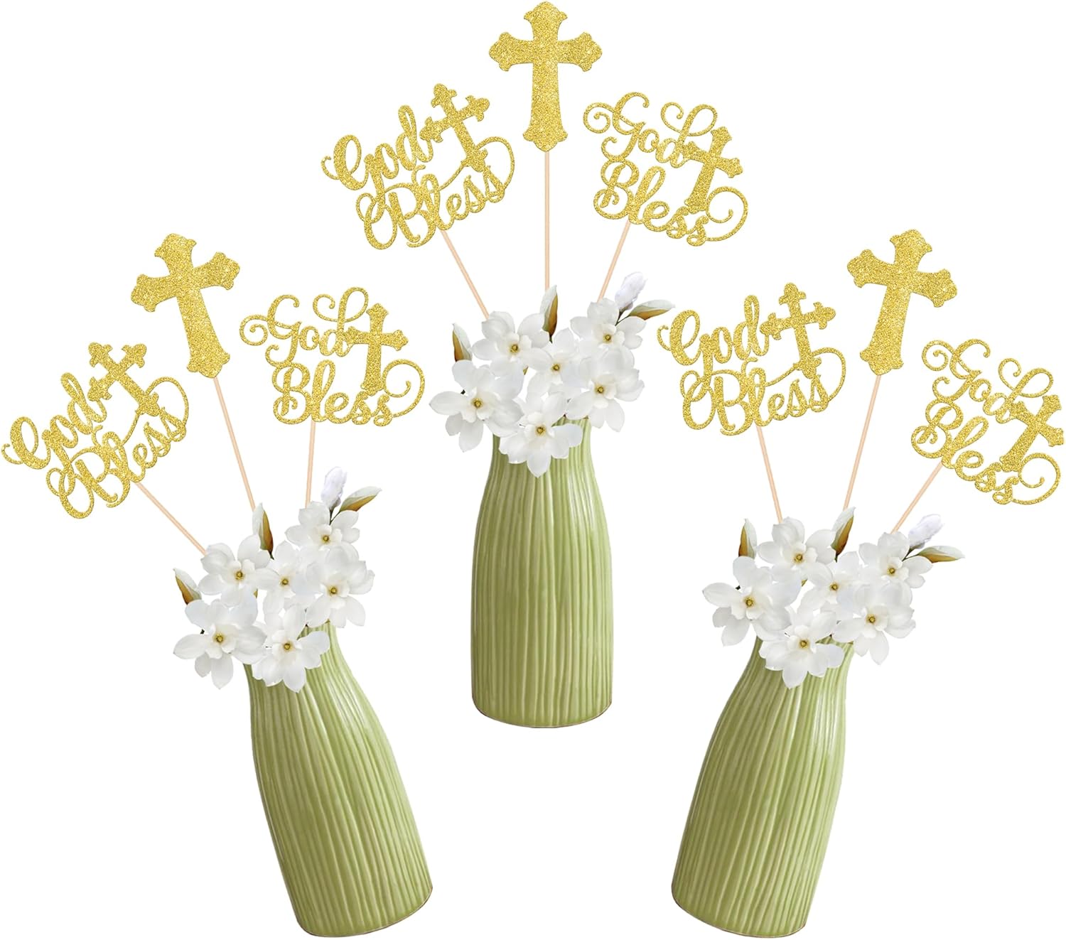 Amazon.com: 15 Pack Baptism Party Decorations, God Bless Centerpiece ...
