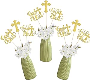 Amazon.com: 15 Pack Baptism Party Decorations, God Bless Centerpiece ...