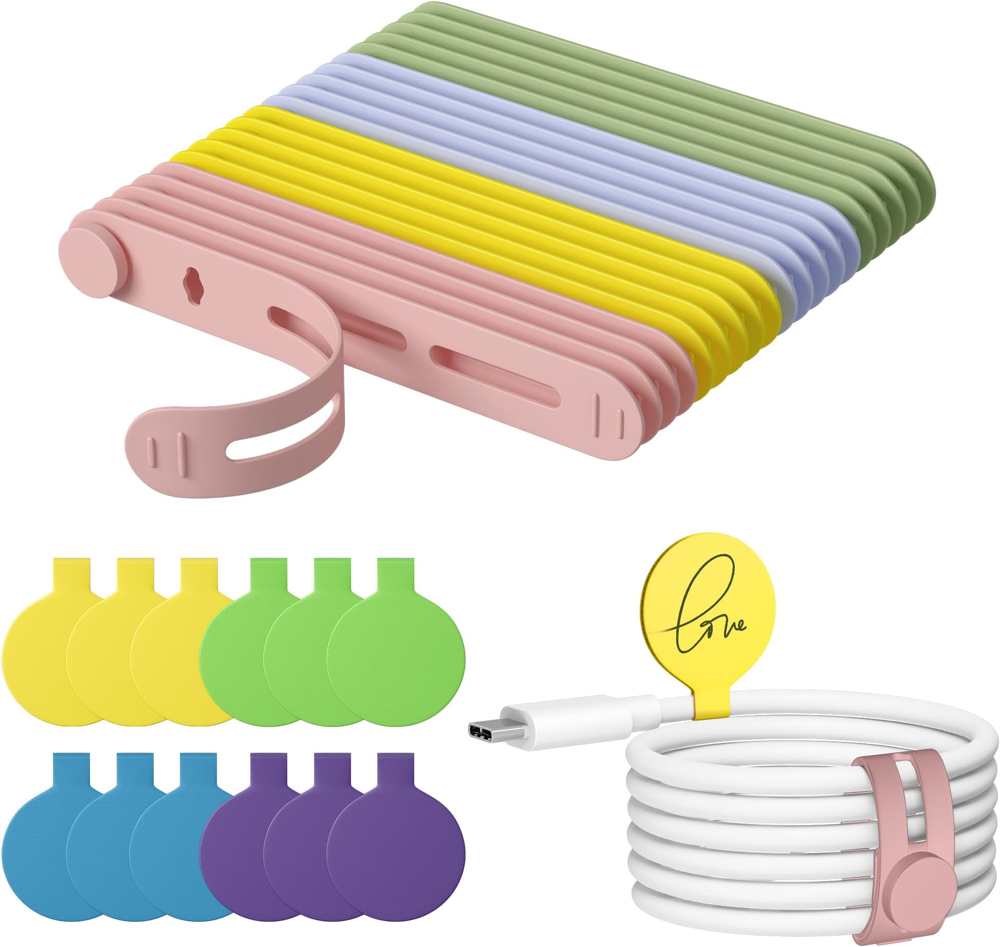 Amazon.com: CYLHCM 24PCS Cable Ties Multi-Color Cord Labels Write-on ...