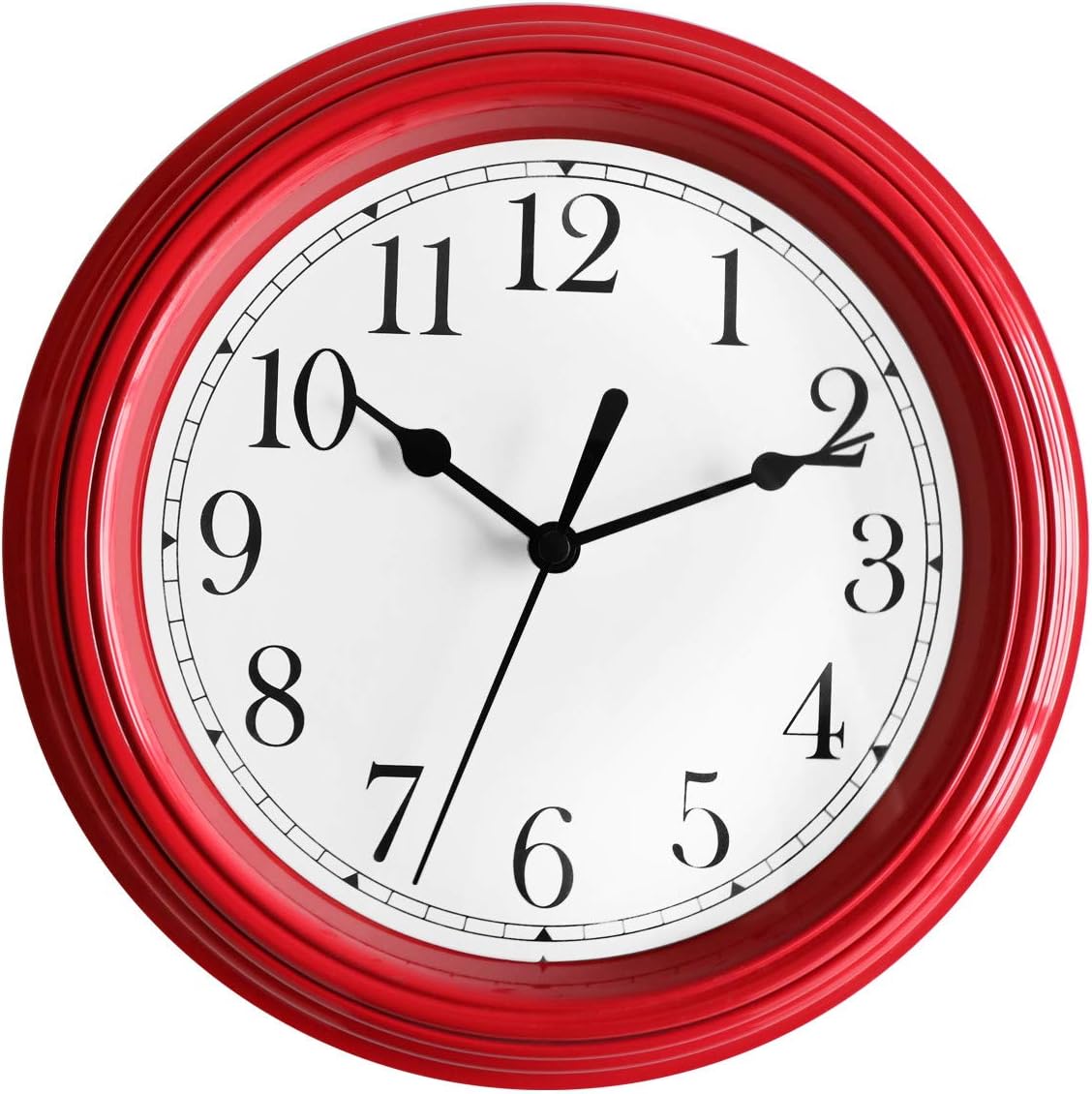 Amazon.com: Foxtop Red Wall Clock 9 Inch Round Silent Non-Ticking ...