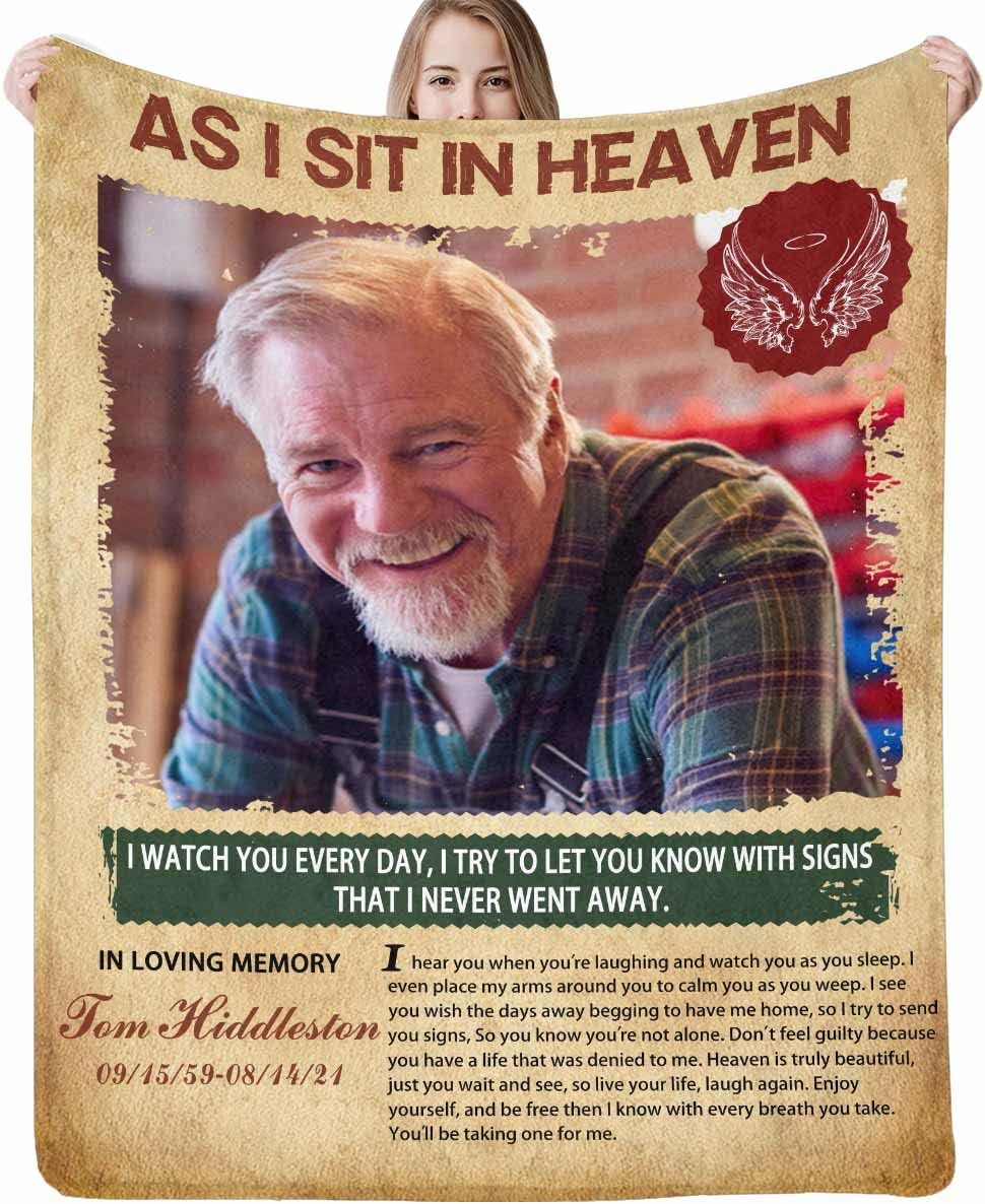 Amazon.com: Personalized Memorial Blanket with Photos: Made in USA, In ...