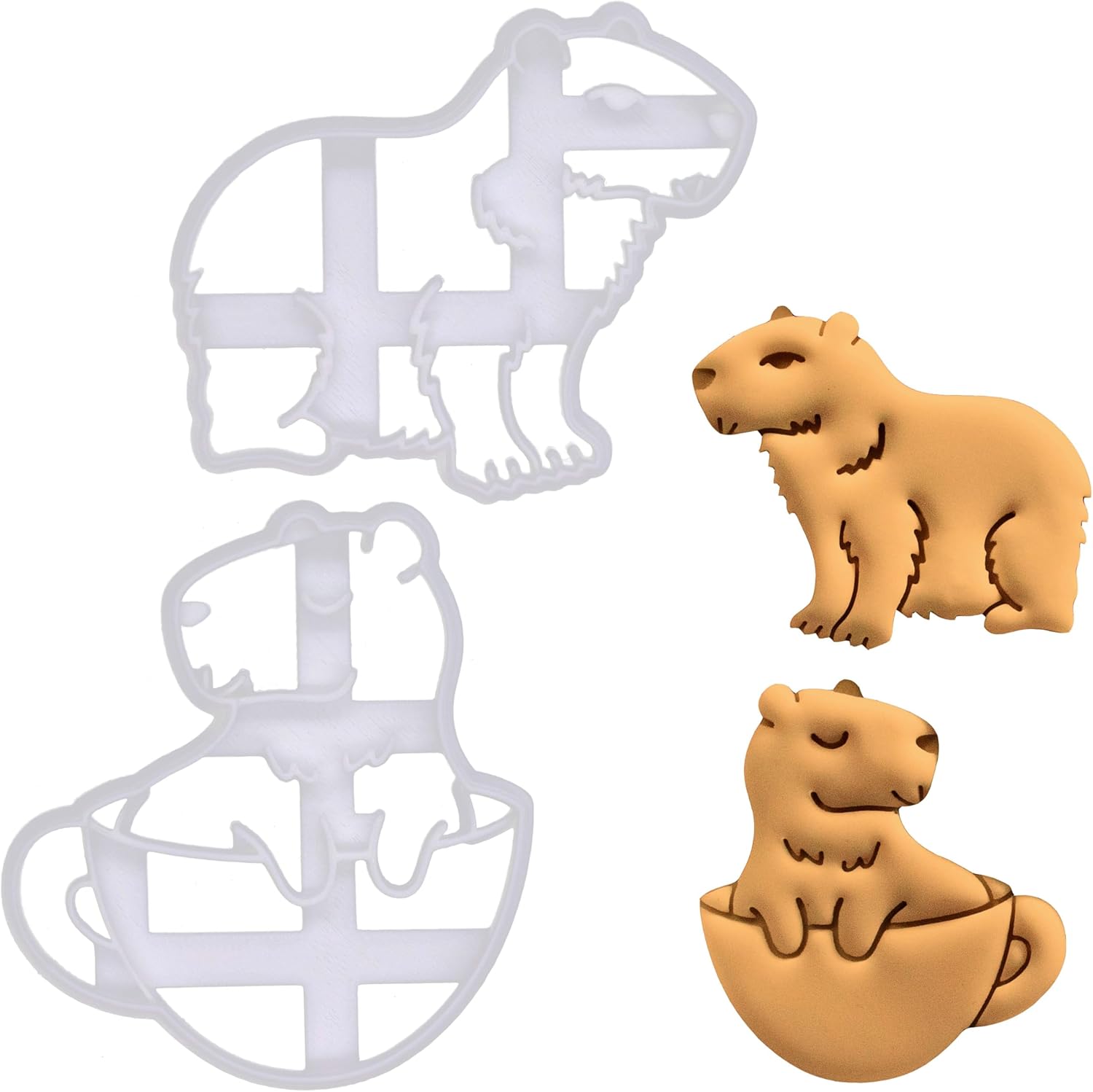 BAKERLOGY Set of 2 Capybara Cookie Cutters - Detailed Biscuit Cutter ...